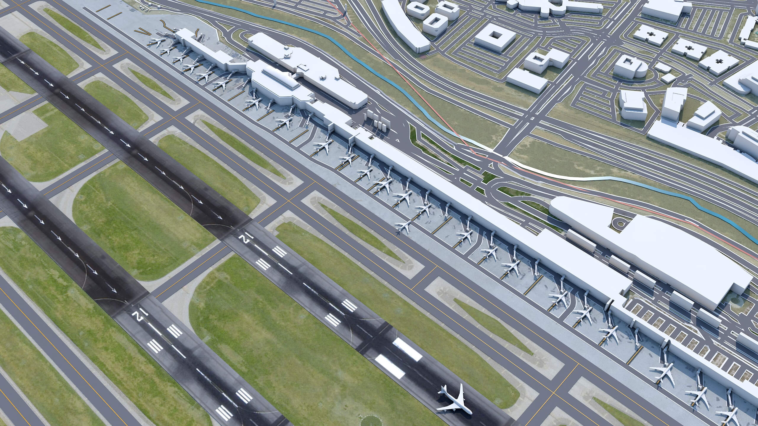 San Jose Airport 3D Model 10km by 3dstudio