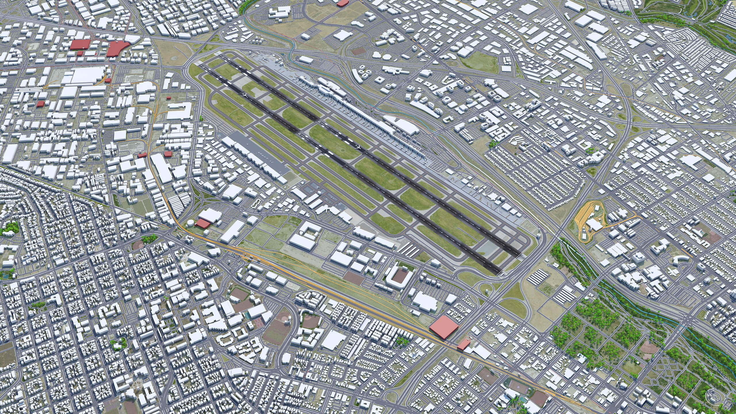 San Jose Airport 3D Model 10km by 3dstudio
