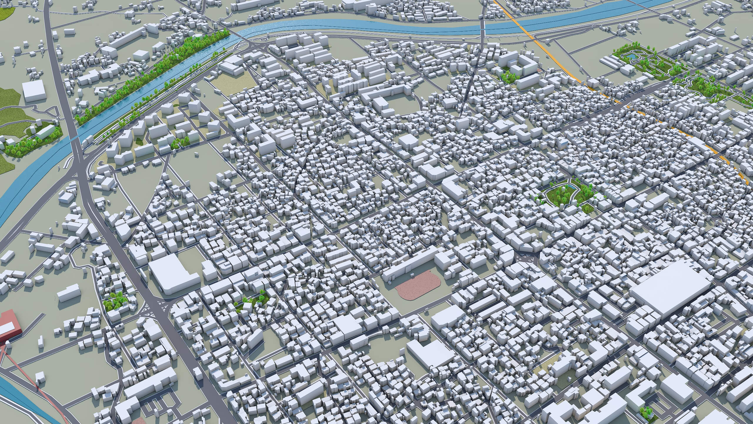 Sangju Si City South Korea 20km - 3D Model by 3dstudio