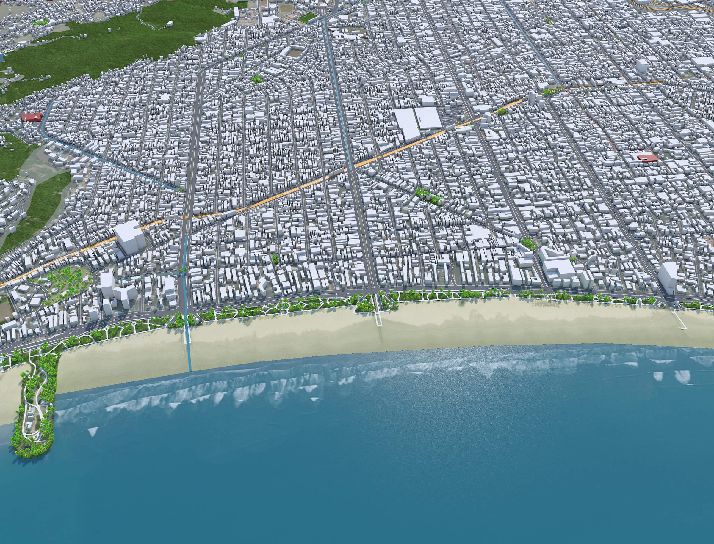 Santos City Brazil 3D Model 30km by 3dstudio
