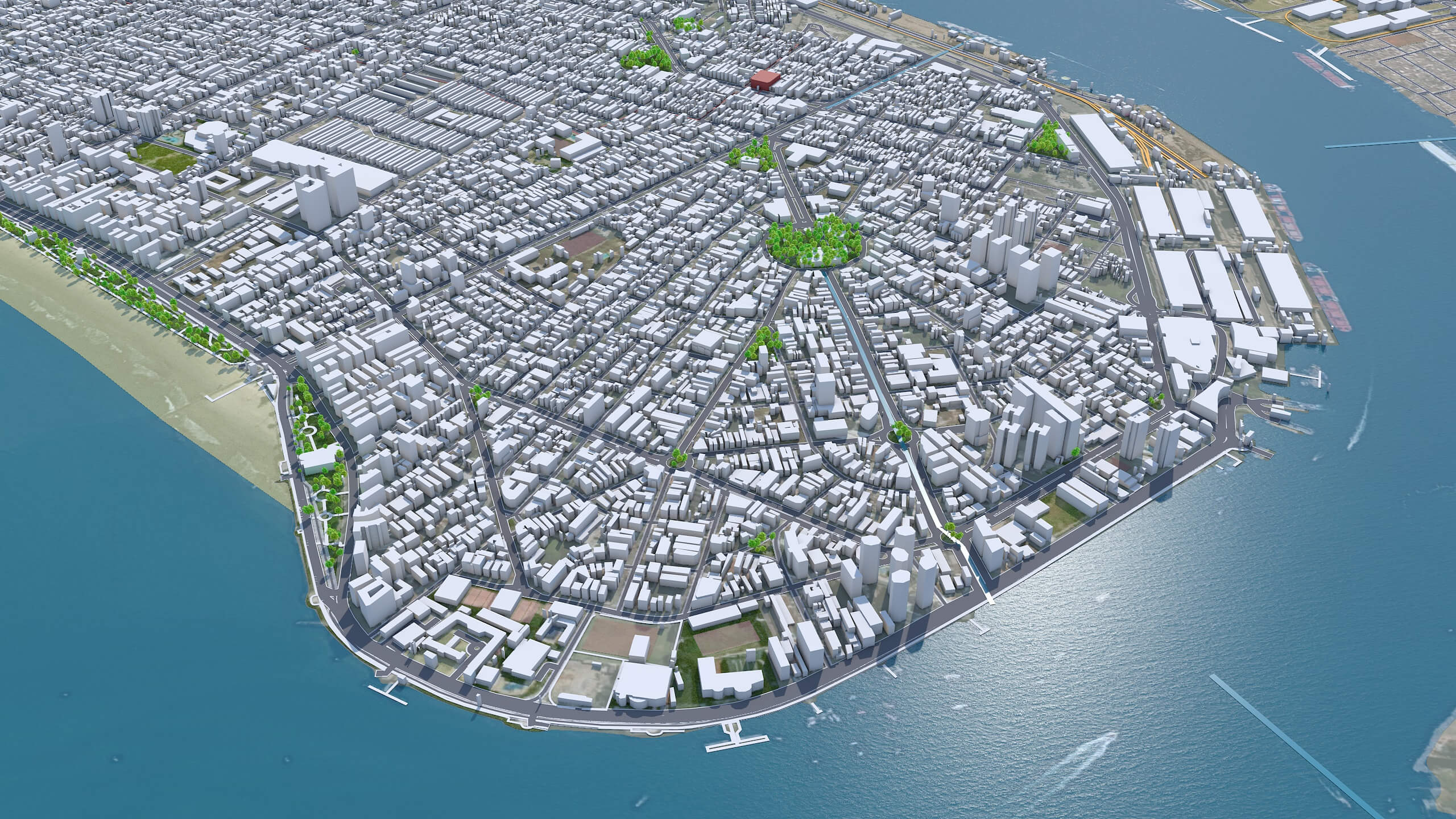 Santos City Brazil 3D Model 30km by 3dstudio