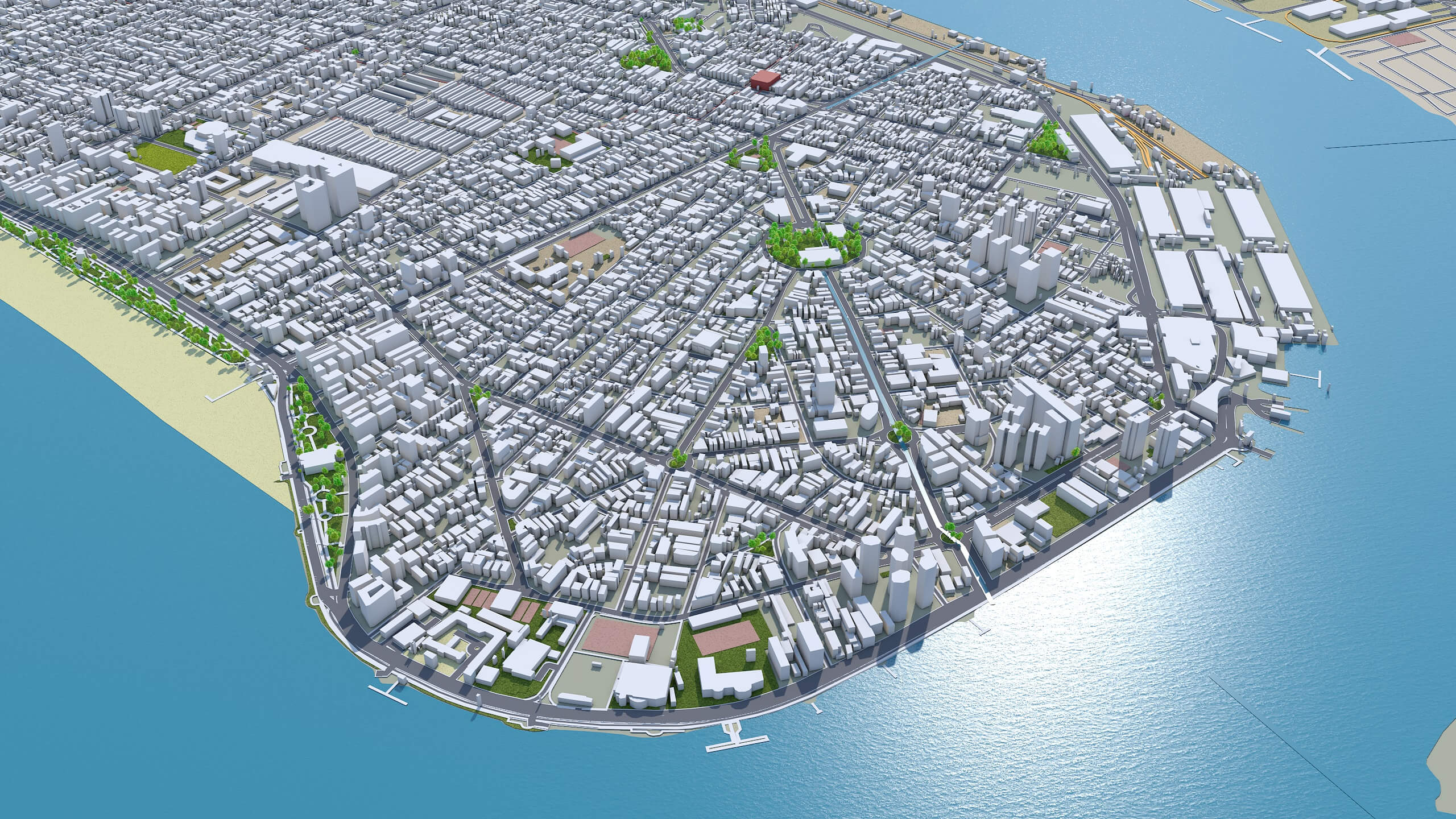Santos City Brazil 3D Model 30km by 3dstudio