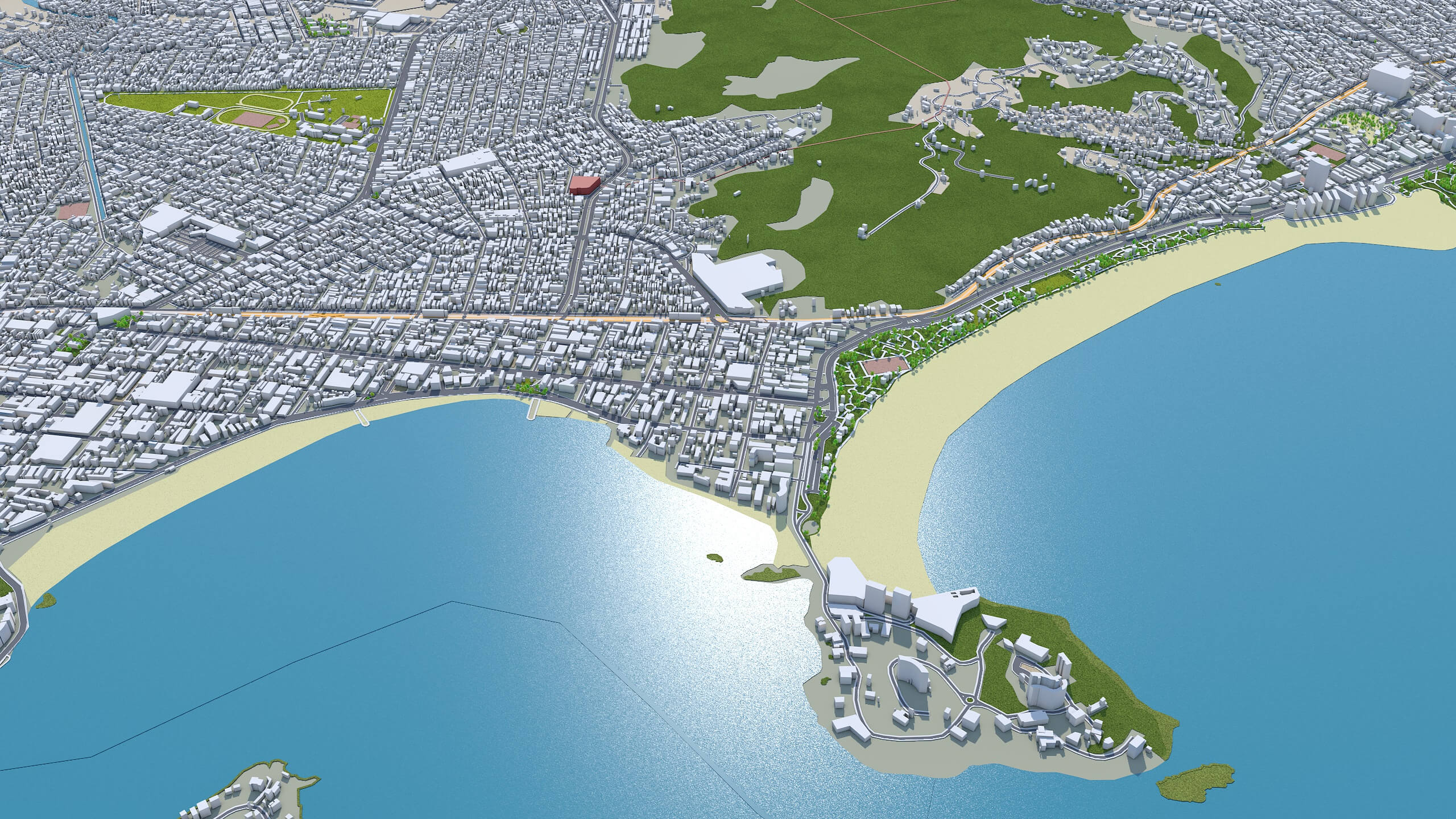 Santos City Brazil 3D Model 30km by 3dstudio