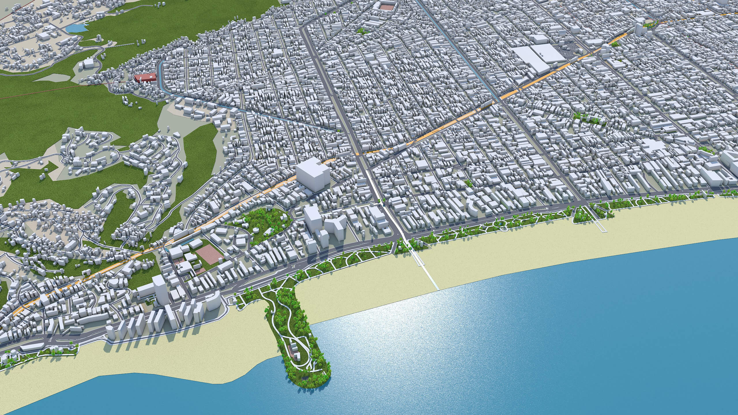 Santos City Brazil 3D Model 30km by 3dstudio