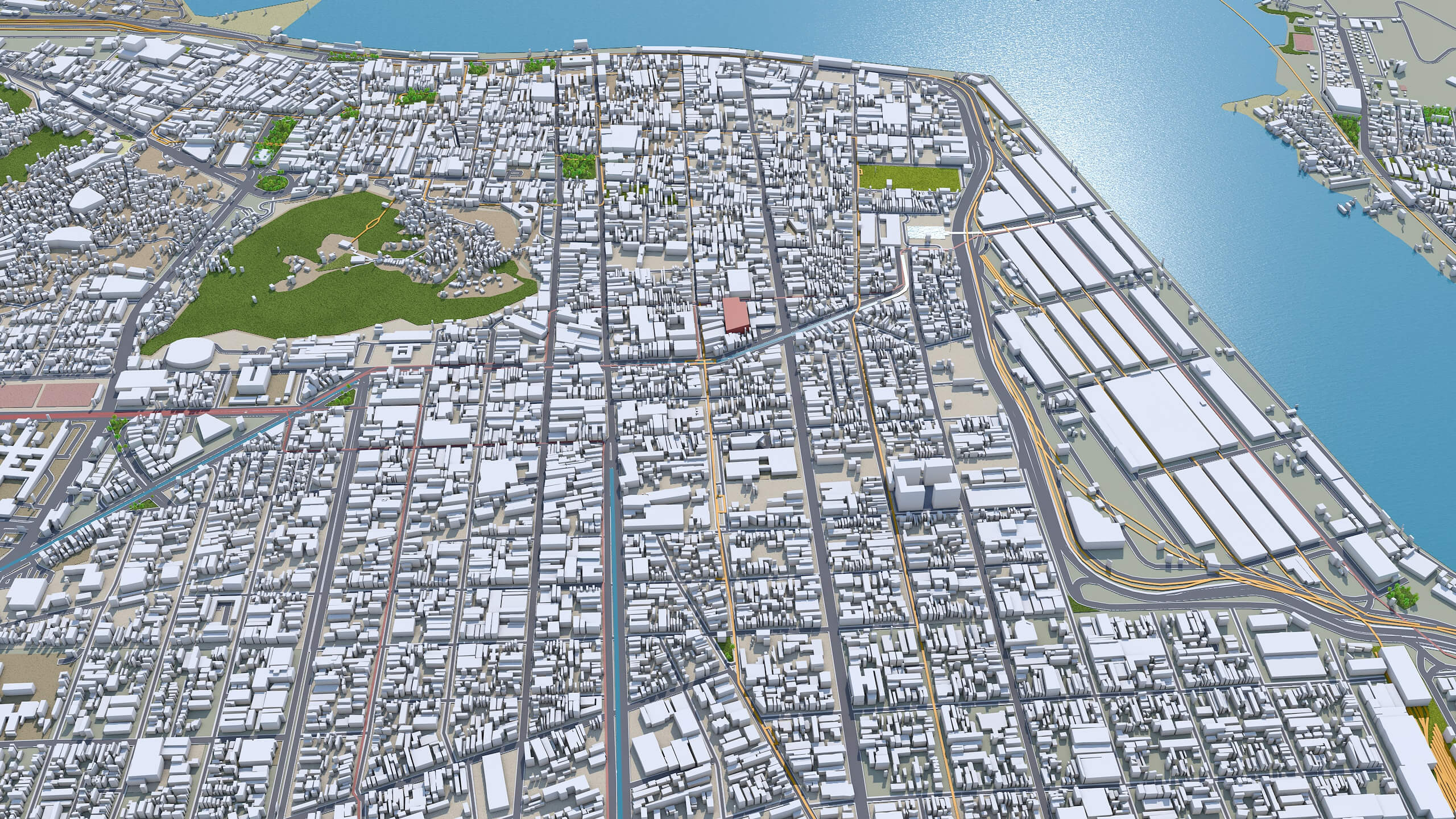 Santos City Brazil 3D Model 30km by 3dstudio