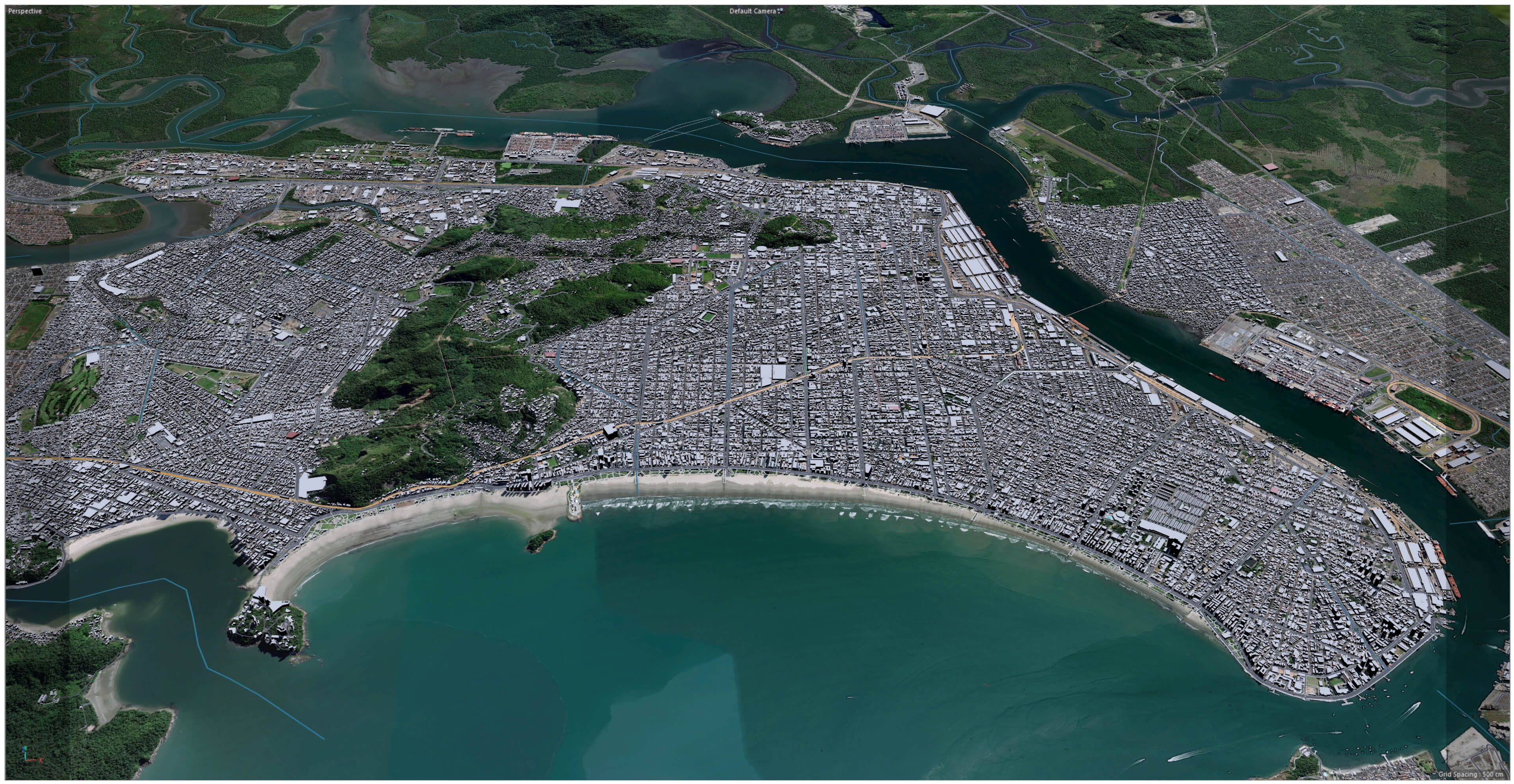 Santos City Brazil 3D Model 30km by 3dstudio