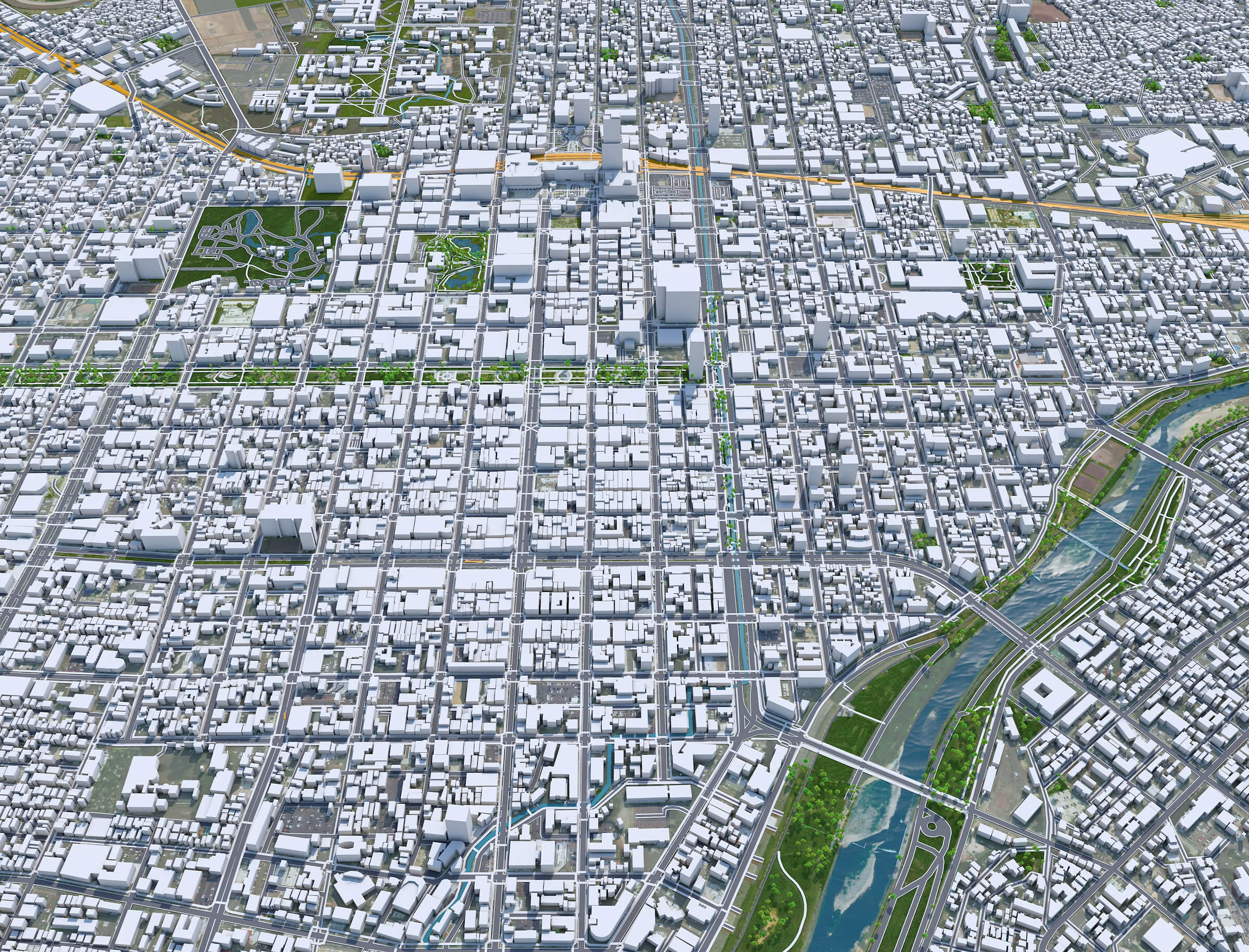 Sapporo Downtown City Hokkaido, Japan 8km - 3D Model by 3dstudio