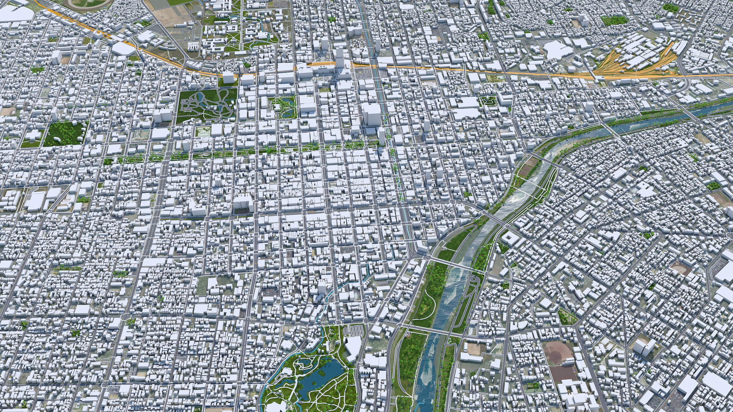Sapporo Downtown City Hokkaido, Japan 8km - 3D Model by 3dstudio