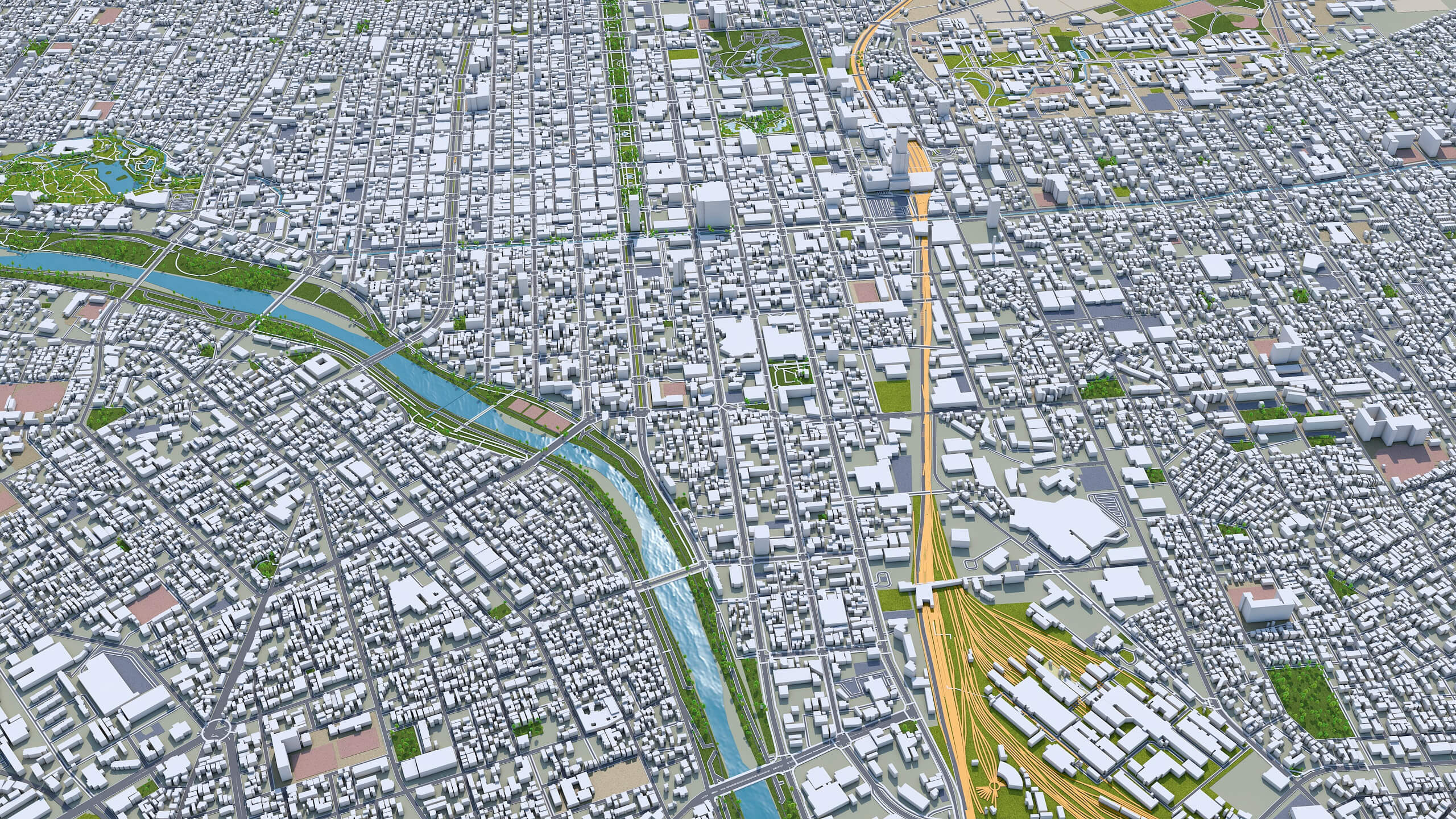 Sapporo Downtown City Hokkaido, Japan 8km - 3D Model by 3dstudio