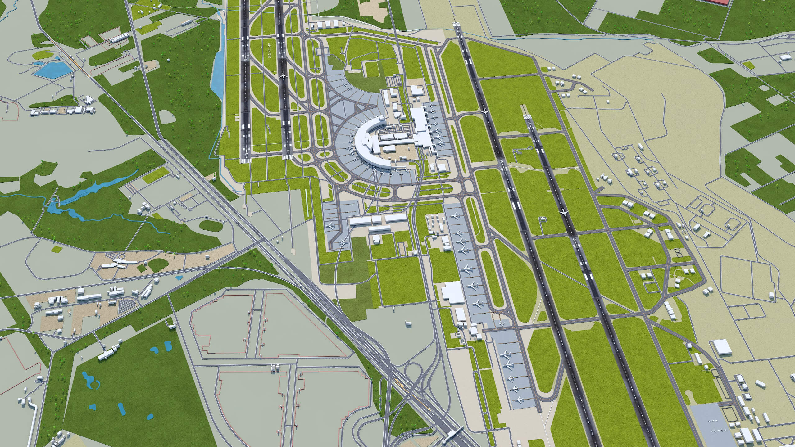 Sapporo New Chitose Airport 3D Model 12km by 3dstudio