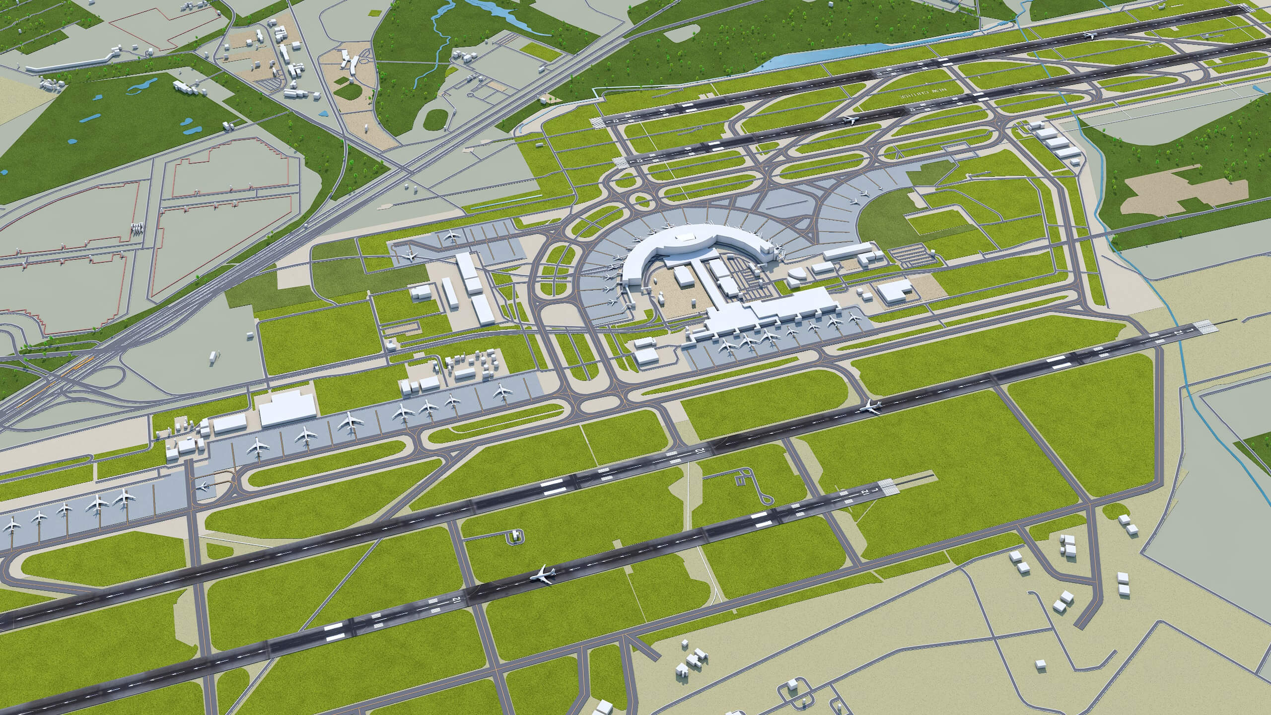 Sapporo New Chitose Airport 3D Model 12km by 3dstudio