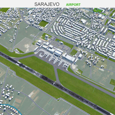 Sarajevo Airport 3D Model 10km by 3dstudio