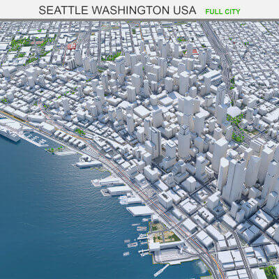 Seattle, Washington USA 55km - 3D Model by 3dstudio
