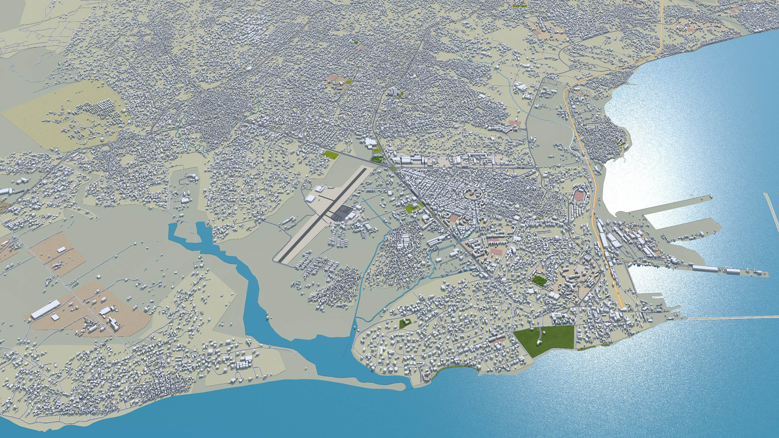 Sekondi City Takoradi Ghana 3D Model 20km by 3dstudio