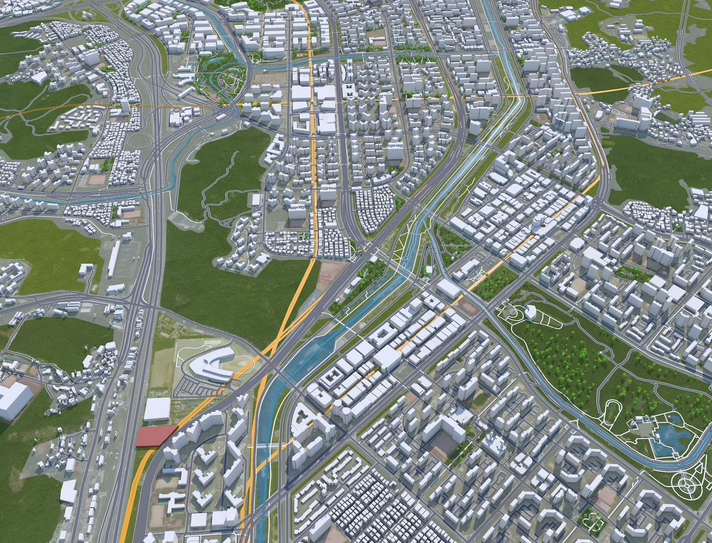 Seongnam Si Gyeonggi Do City South Korea 3D Model 20km by 3dstudio