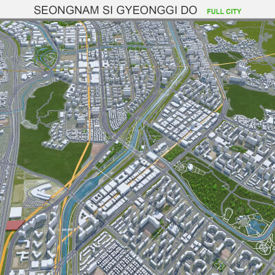 Seongnam Si Gyeonggi Do City South Korea 3D Model 20km by 3dstudio