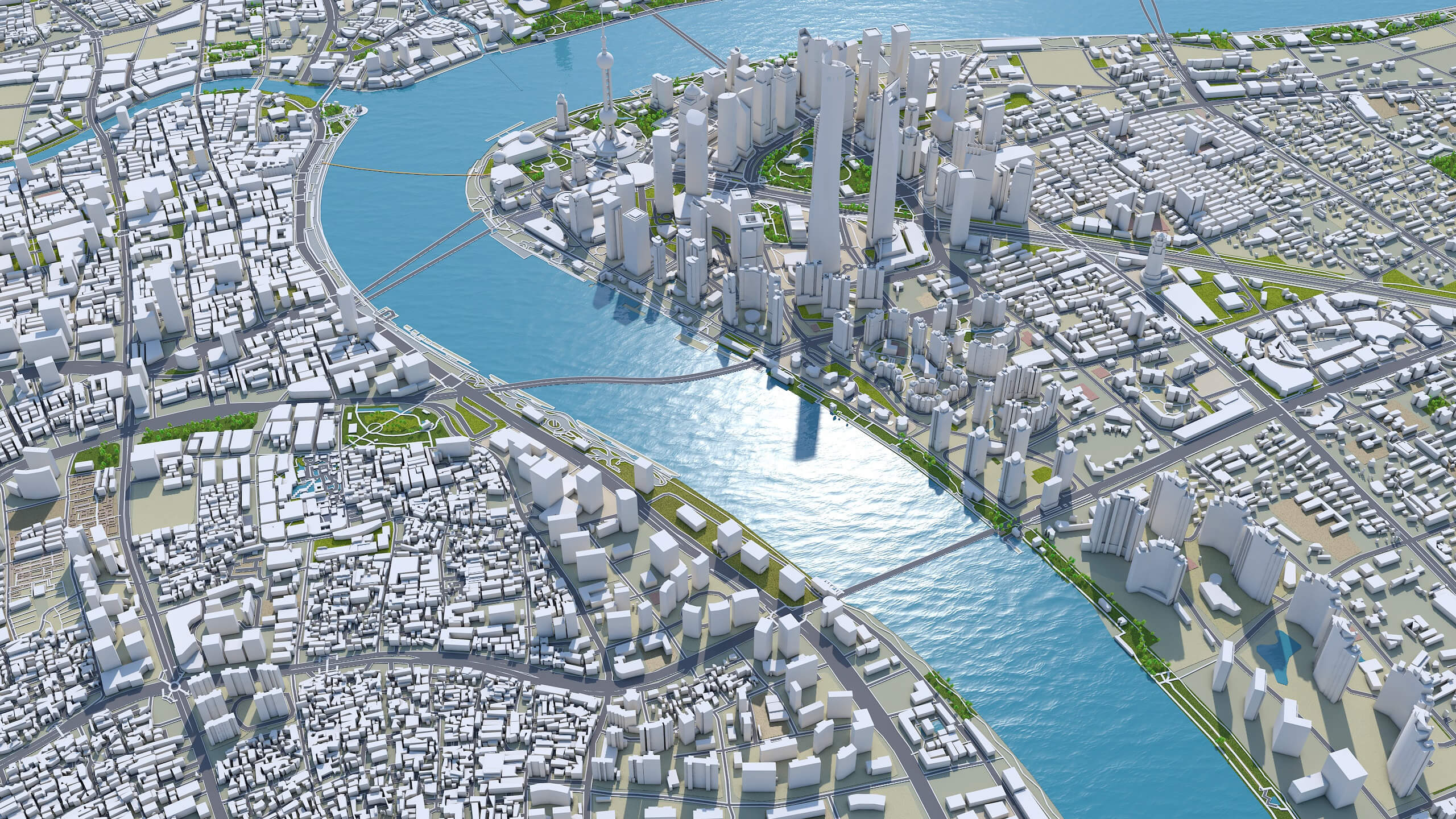Shanghai Downtown China 8km - 3D Model by 3dstudio