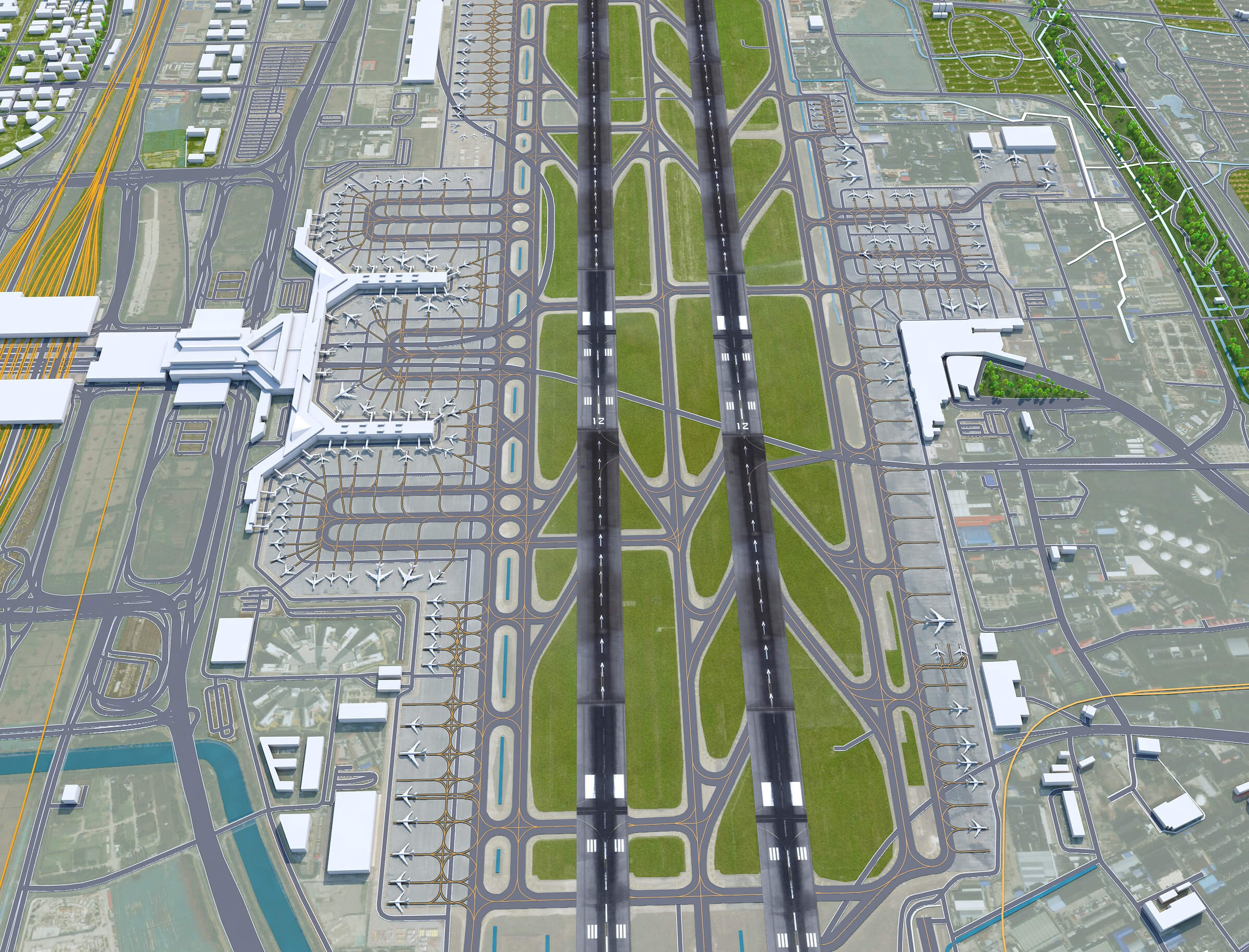 Shanghai Hongqiao International Airport - 3D Model by 3dstudio