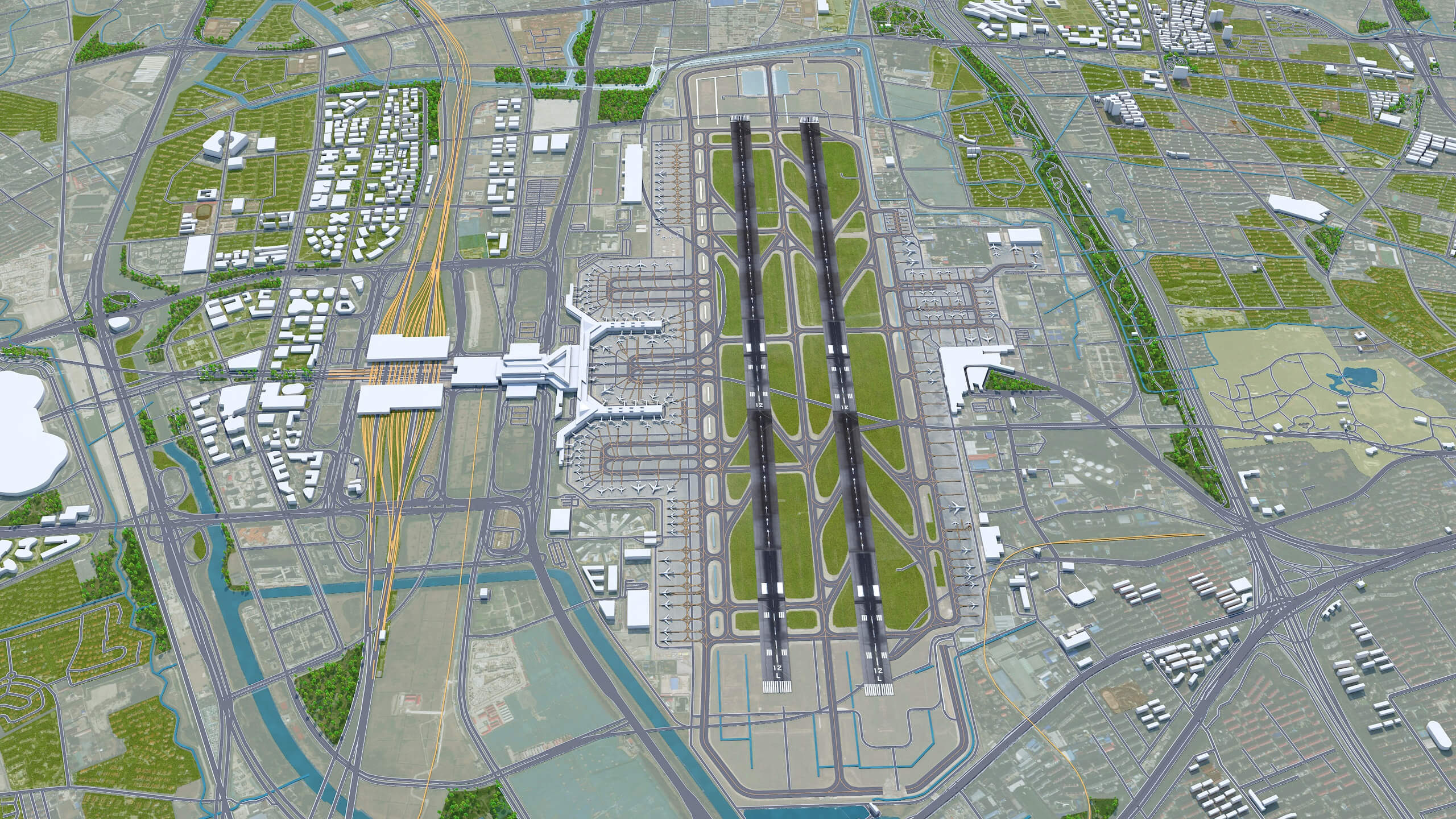 Shanghai Hongqiao International Airport - 3D Model by 3dstudio