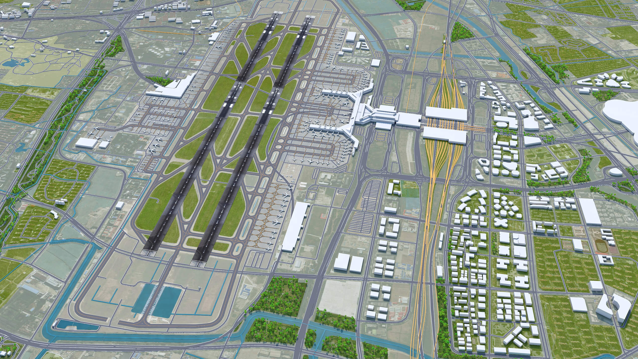 Shanghai Hongqiao International Airport - 3D Model by 3dstudio