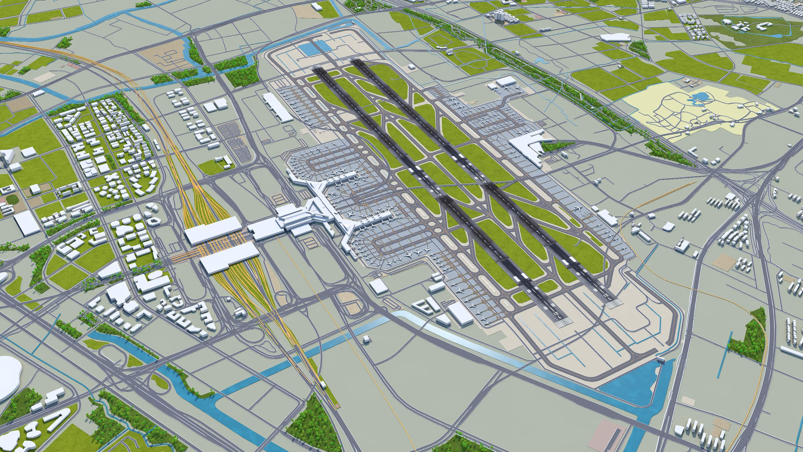 Shanghai Hongqiao International Airport - 3D Model by 3dstudio