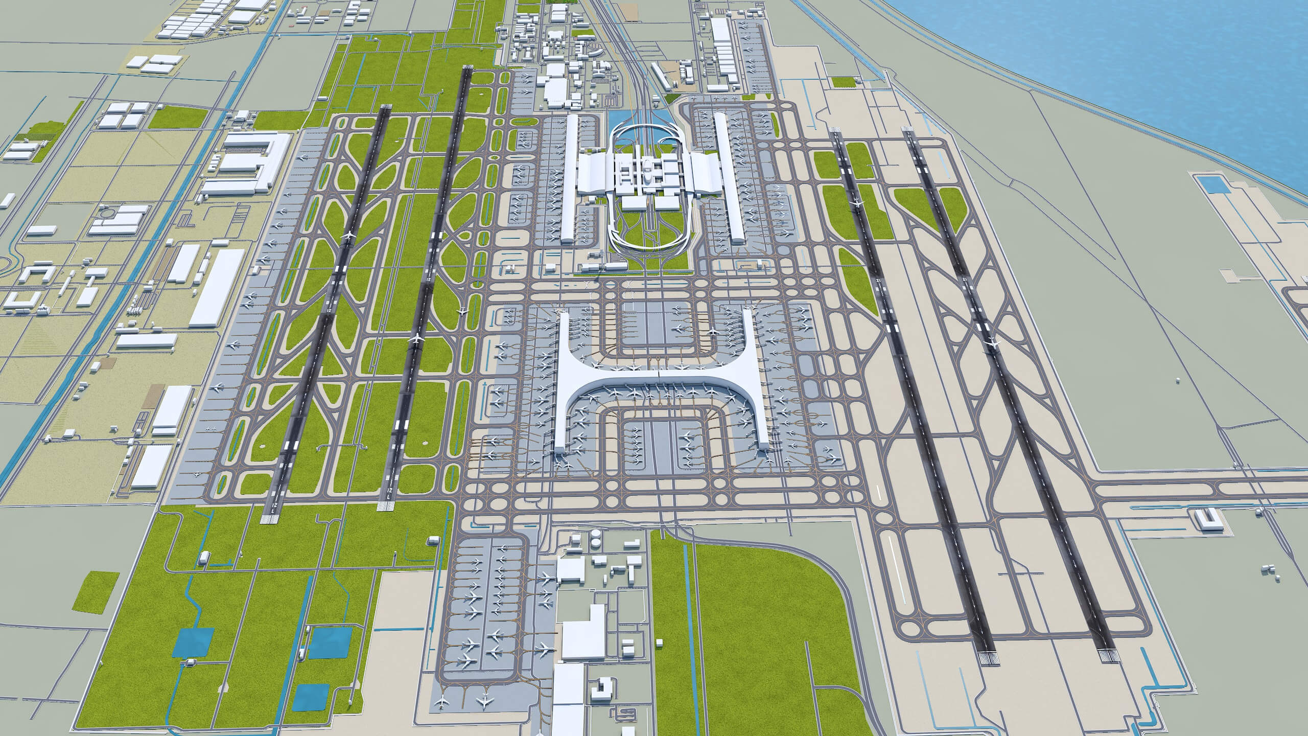 Shanghai Pudong International Airport - 3D Model by 3dstudio