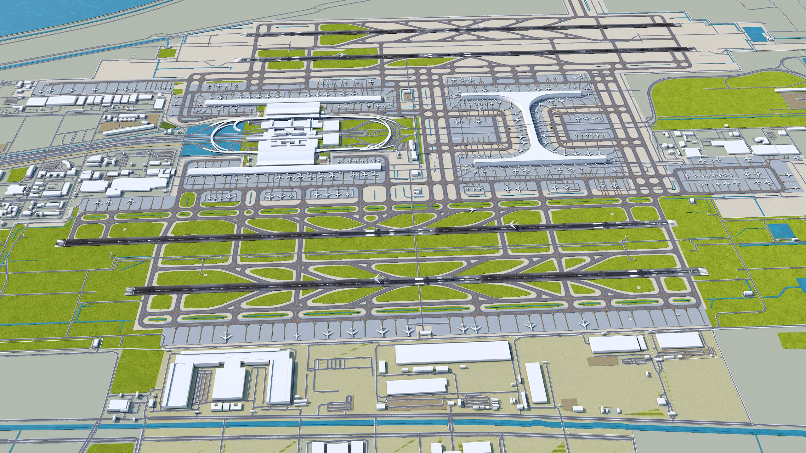 Shanghai Pudong International Airport - 3D Model by 3dstudio
