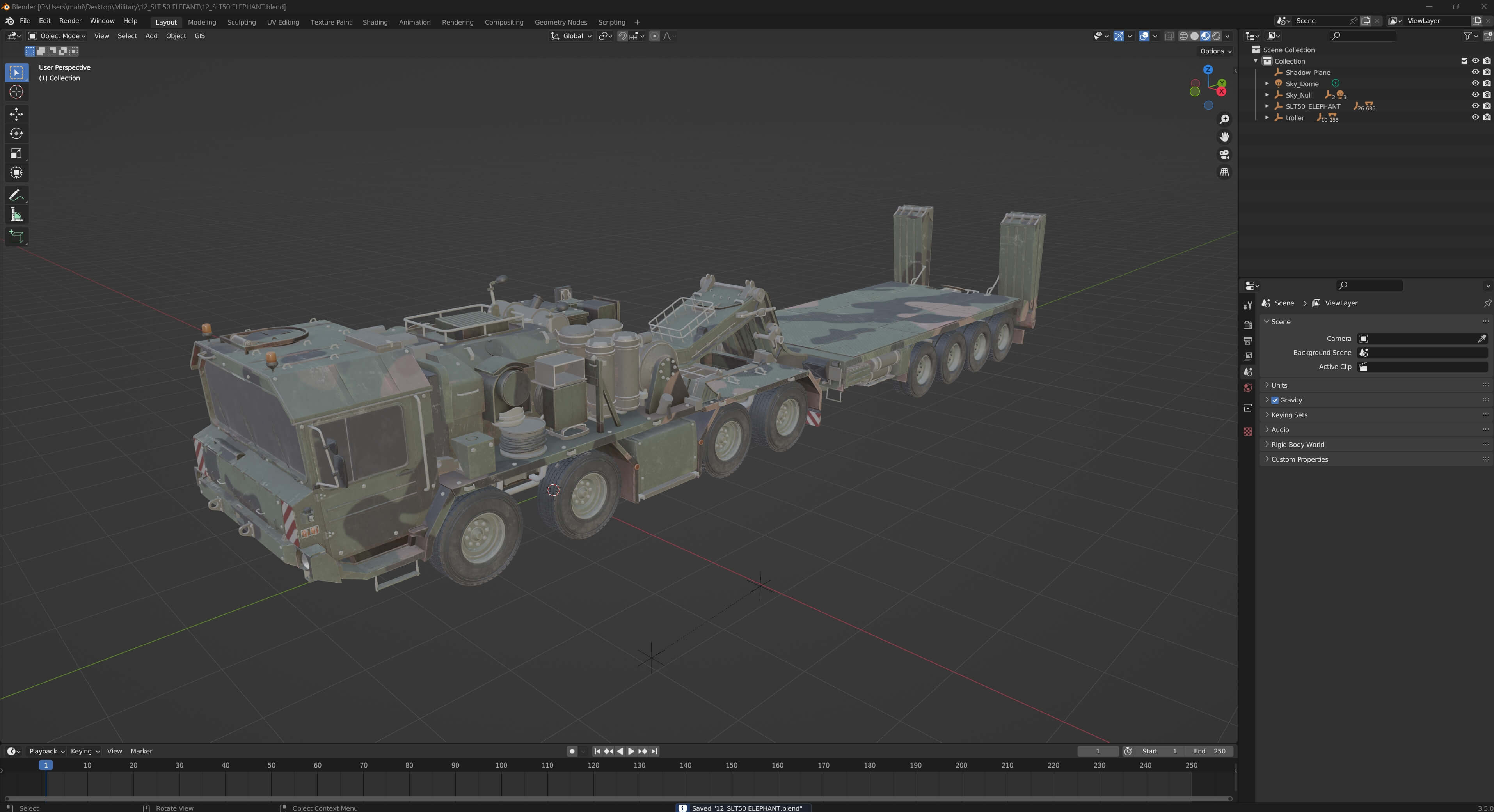 SLT 50 Elefant Tank Transporter 3D Model by 3dstudio