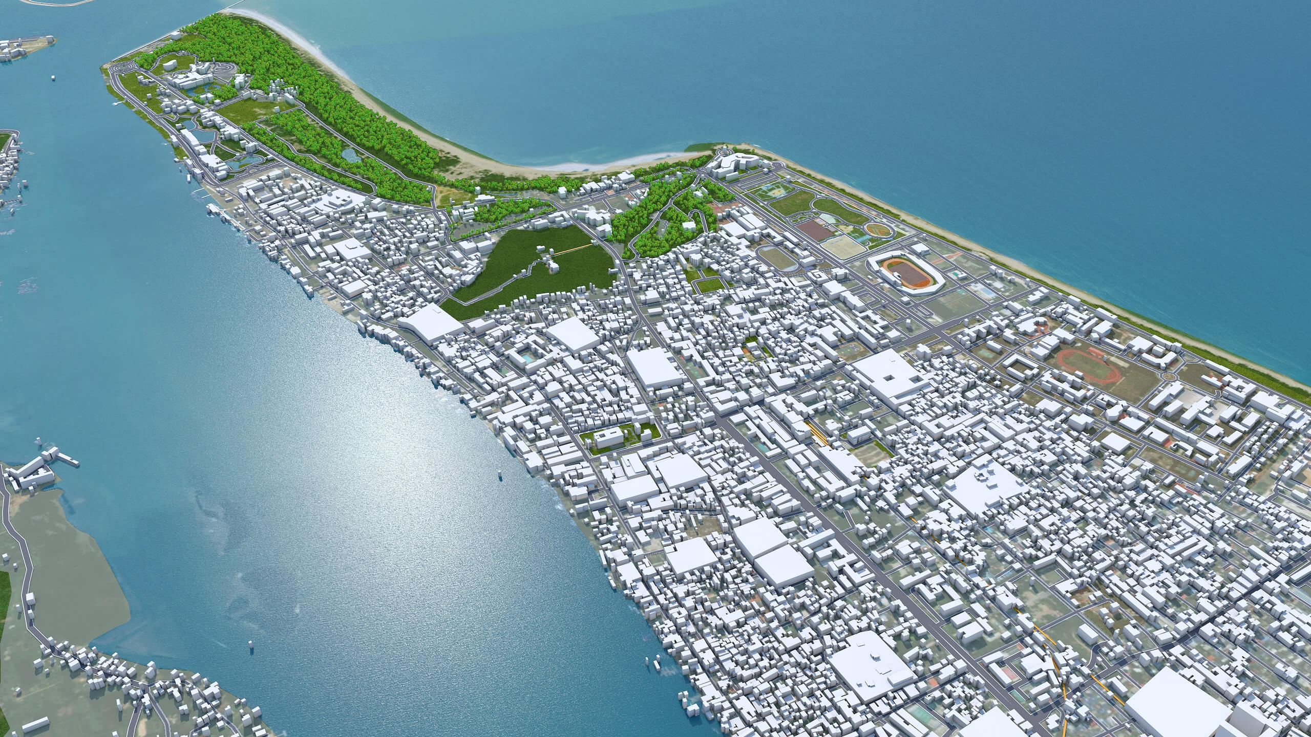 Songkhla City Thailand 3D Model 20km by 3dstudio