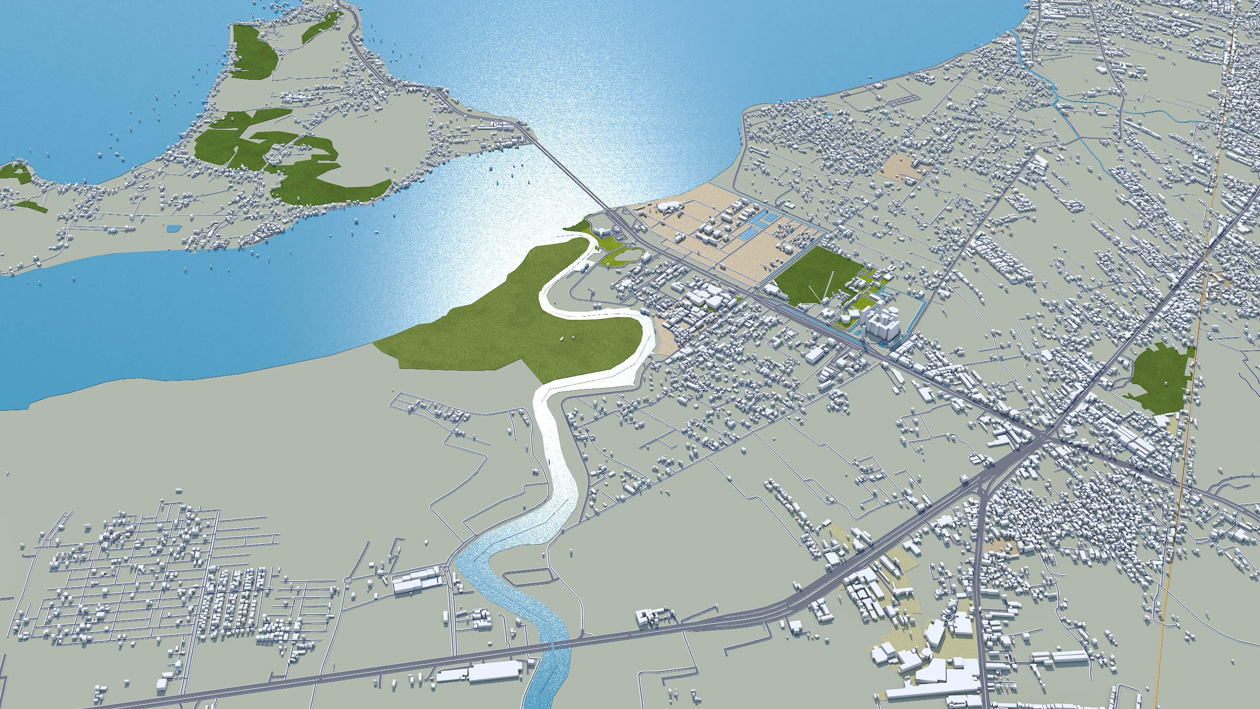 Songkhla City Thailand 3D Model 20km by 3dstudio