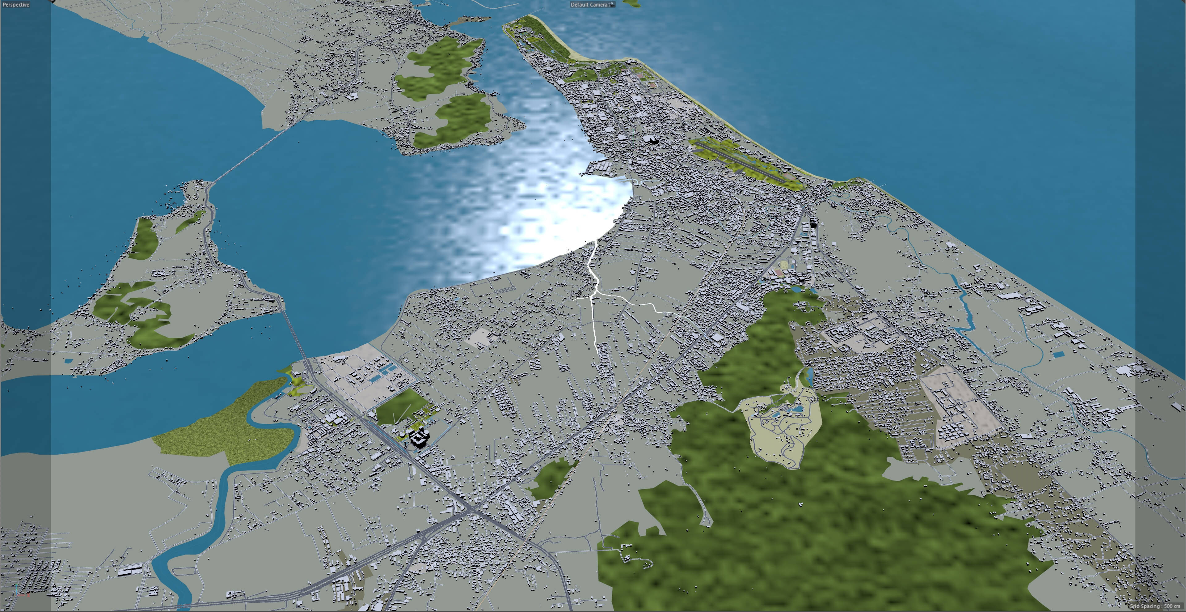 Songkhla City Thailand 3D Model 20km by 3dstudio