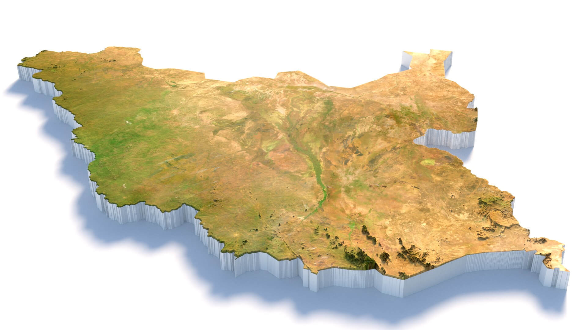 South Sudan Terrain Map - 3D Model by 3dstudio