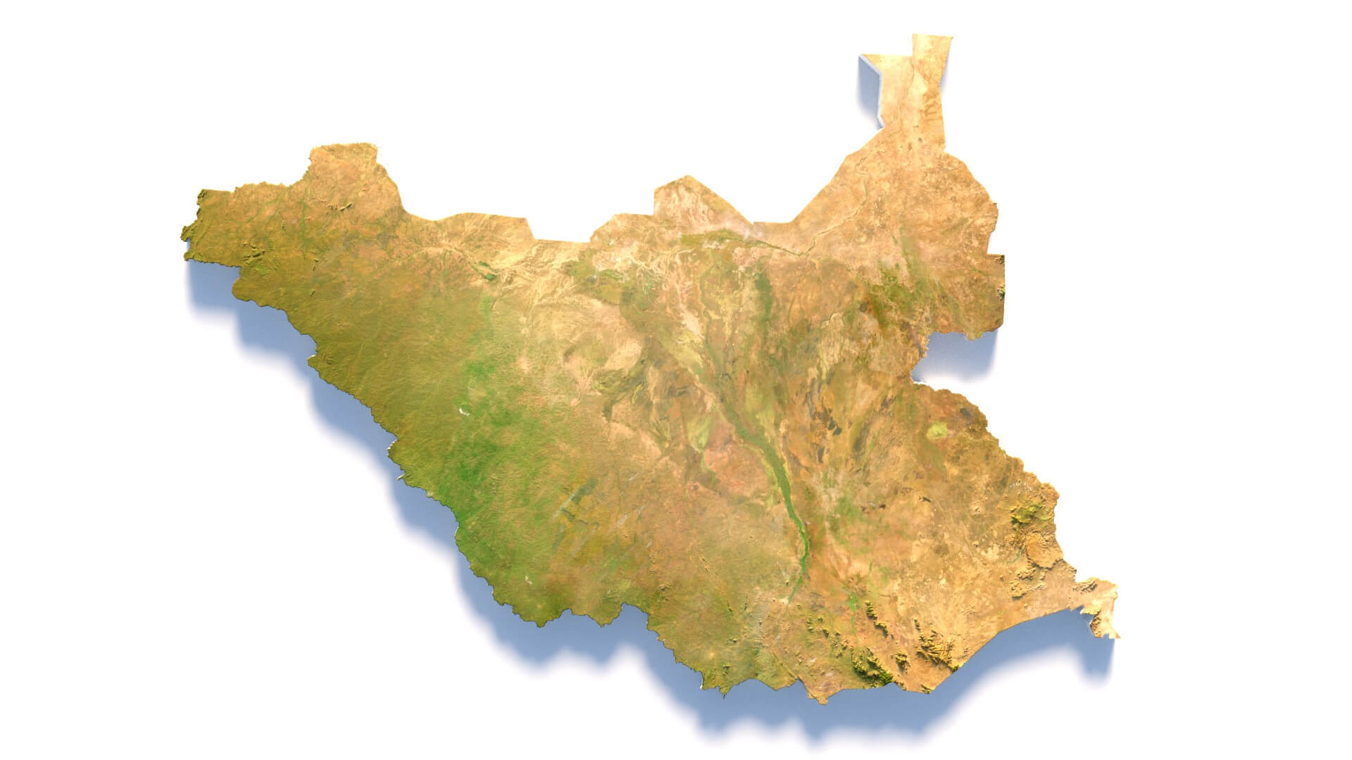 South Sudan Terrain Map - 3D Model by 3dstudio