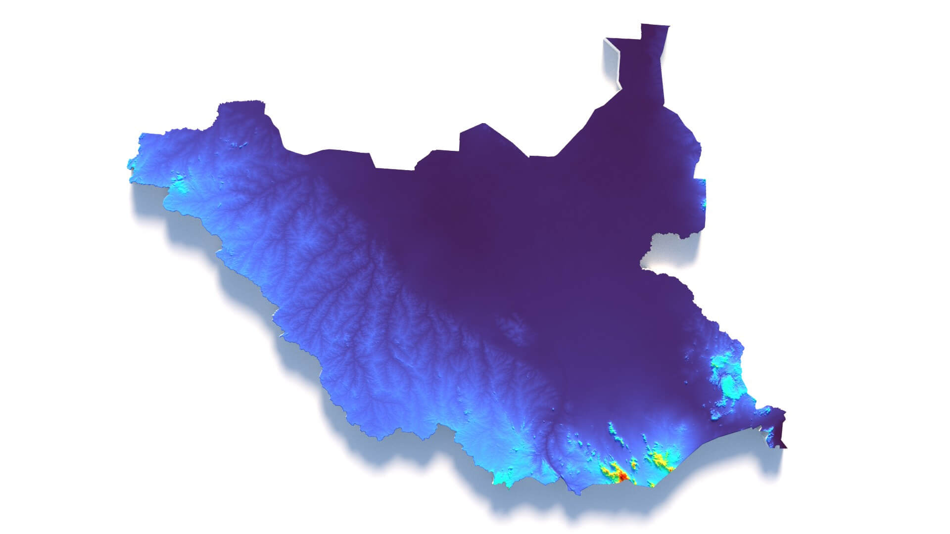 South Sudan Terrain Map - 3D Model by 3dstudio