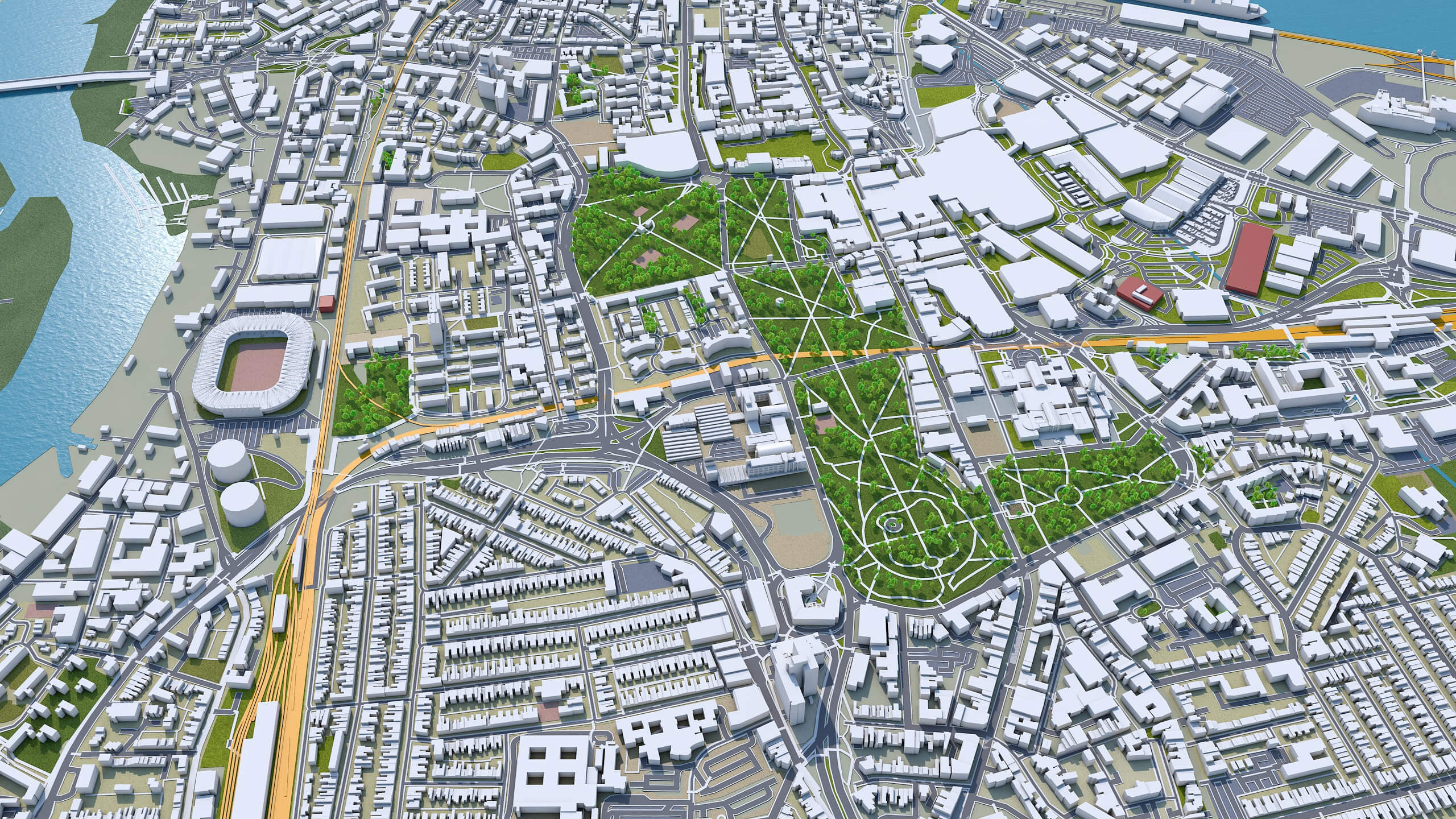 Southampton Downtown England 8km - 3D Model by 3dstudio