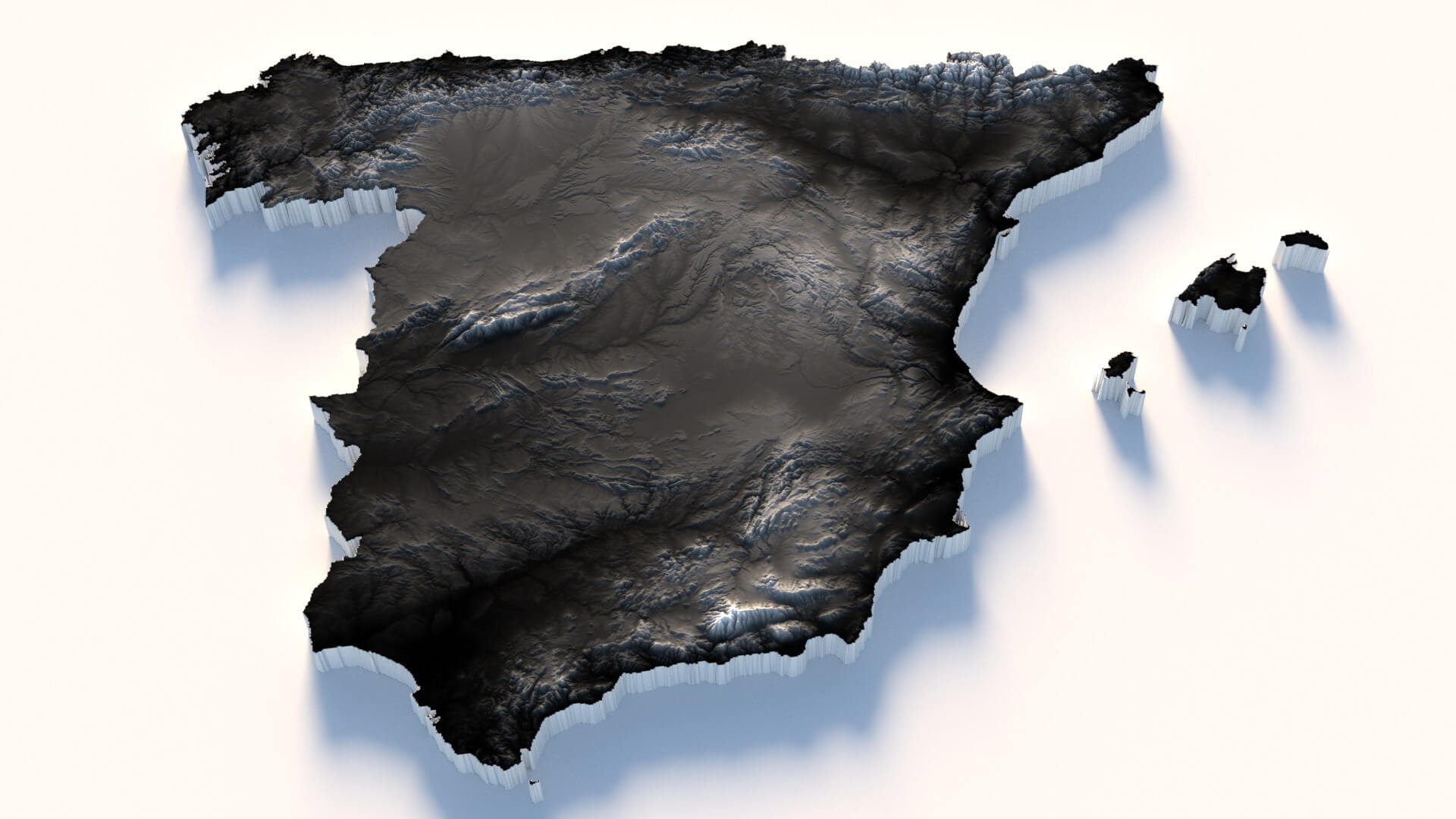 Spain Terrain Map - 3D Model by 3dstudio