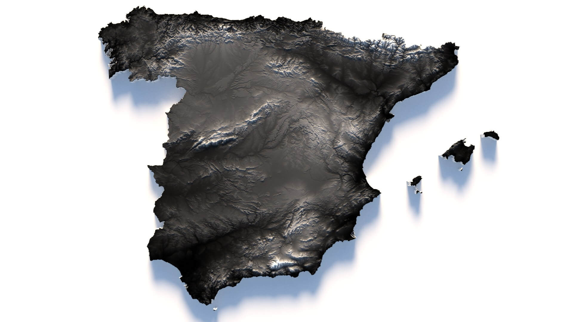 Spain Terrain Map - 3D Model by 3dstudio