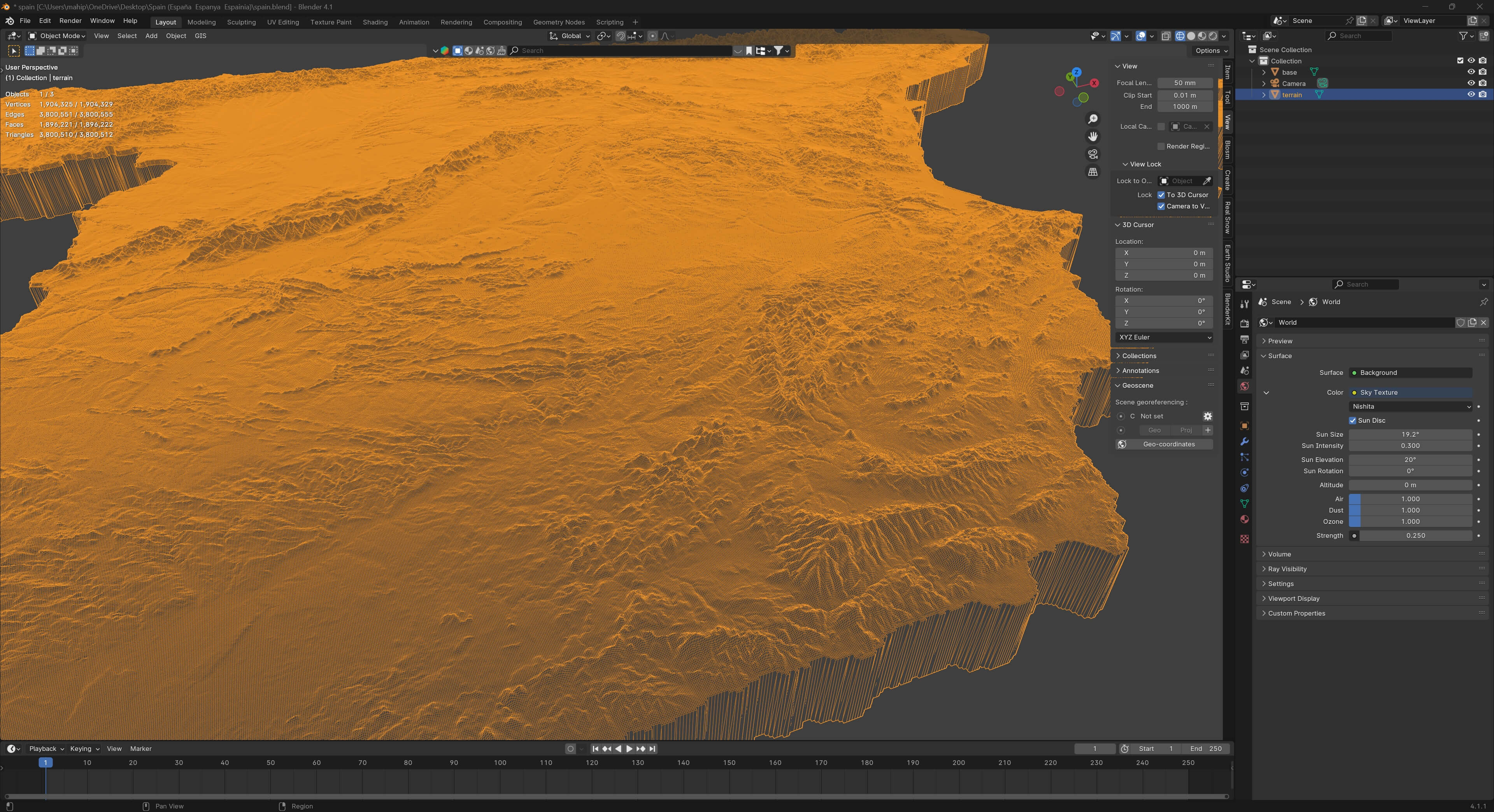 Spain Terrain Map - 3D Model by 3dstudio