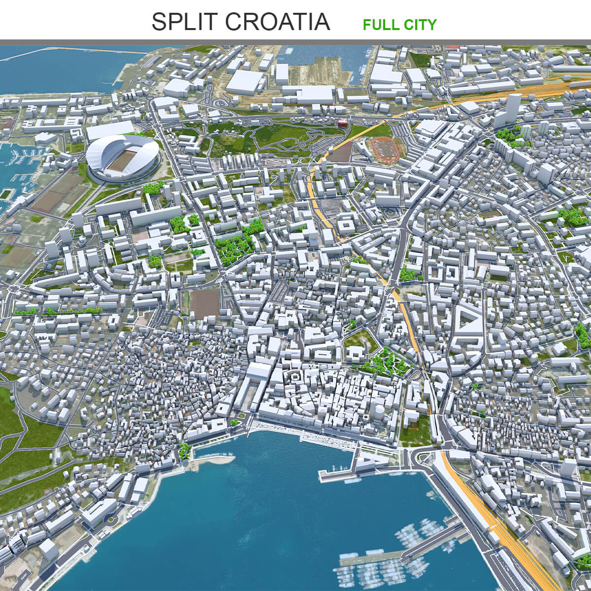 Split, Croatia 20km - 3D Model by 3dstudio