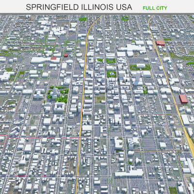 Springfield, Illinois USA 40km - 3D Model by 3dstudio