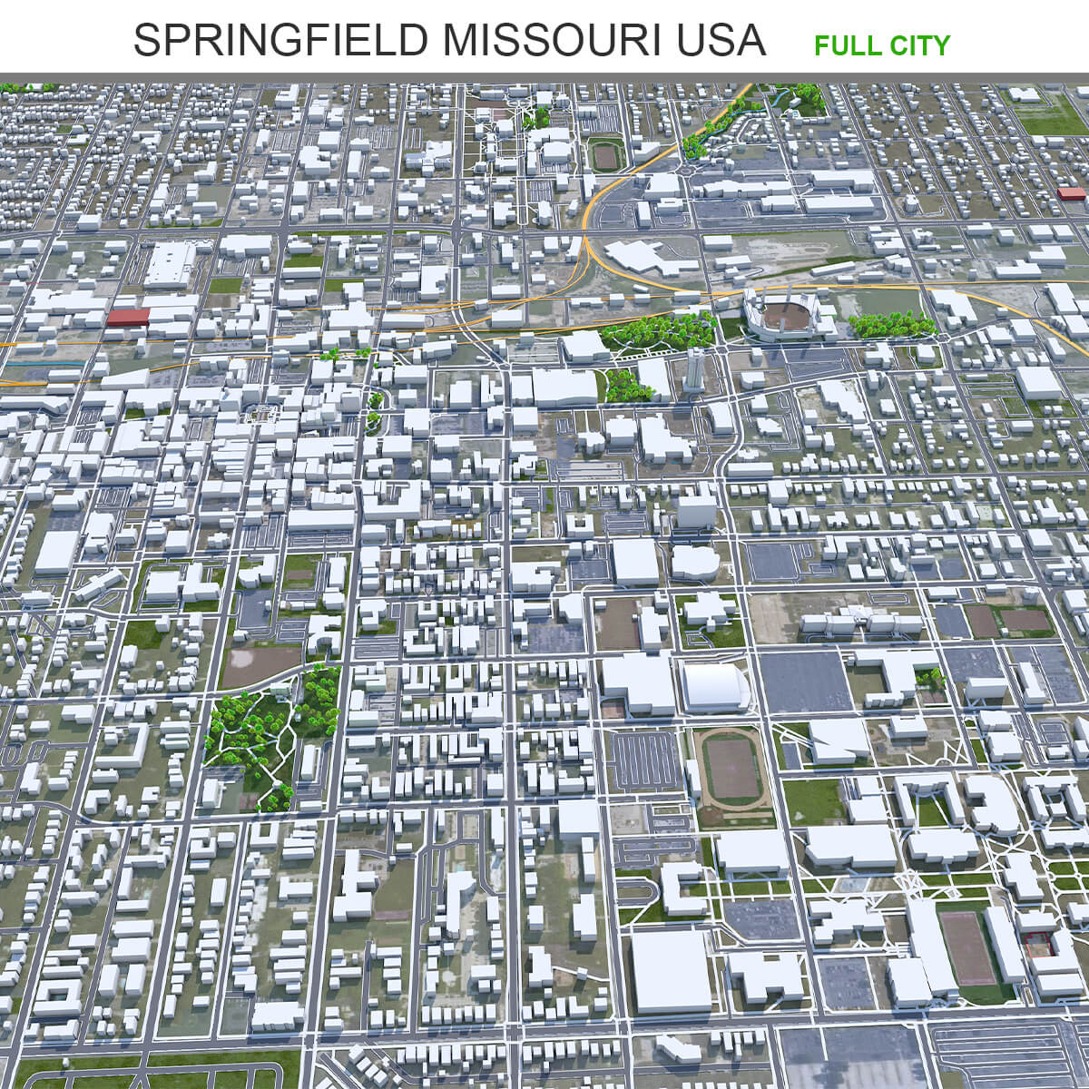 Springfield, Missouri USA 30km - 3D Model by 3dstudio