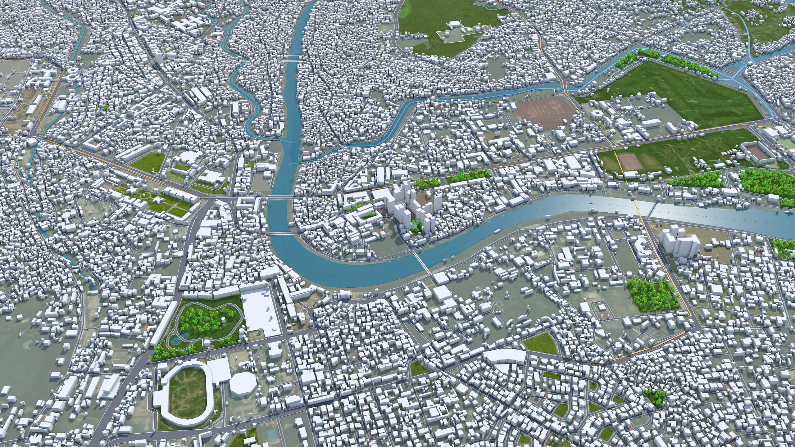Srinagar City Jammu and Kashmir India 3D Model 30km by 3dstudio