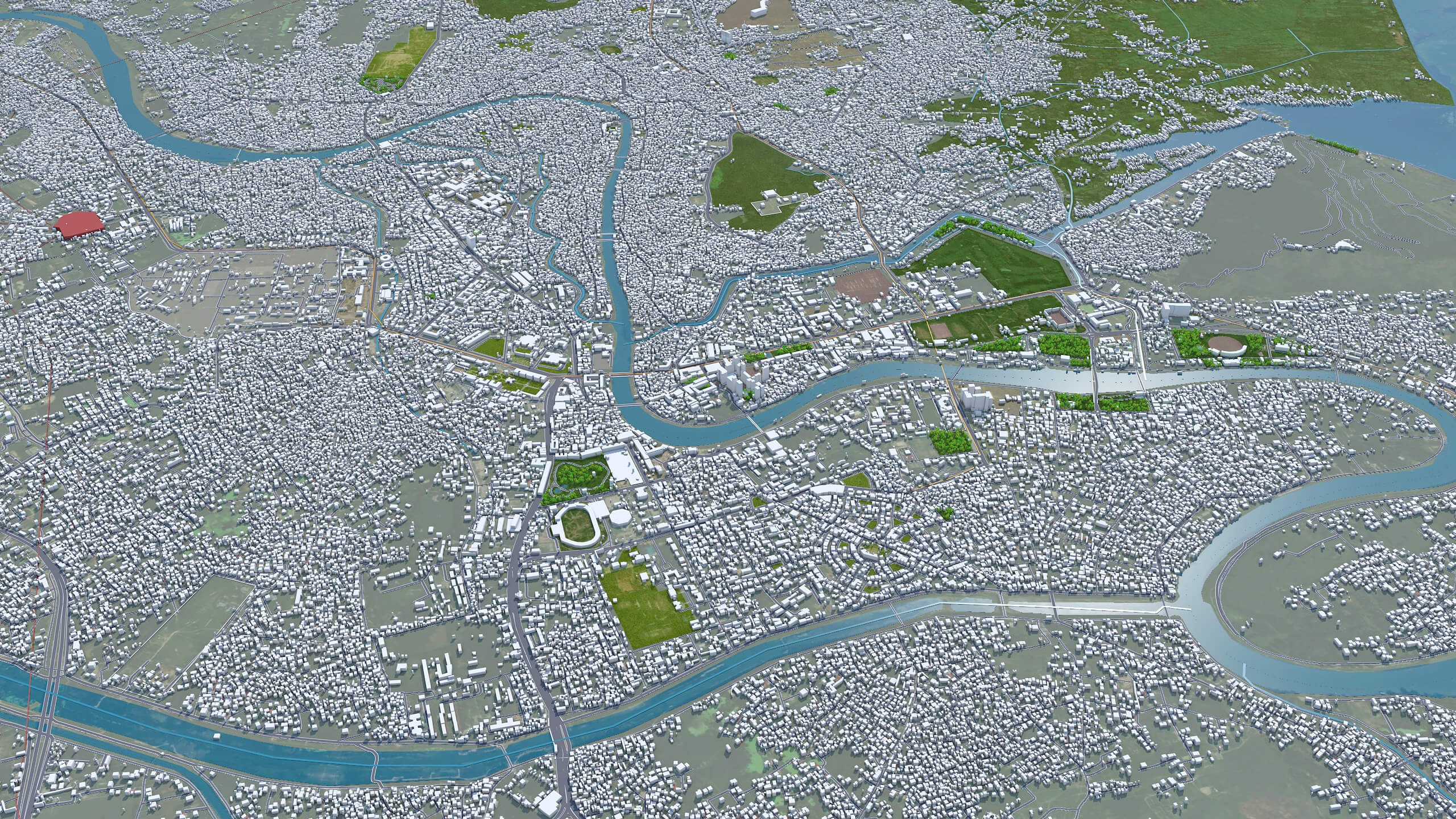 Srinagar City Jammu and Kashmir India 3D Model 30km by 3dstudio