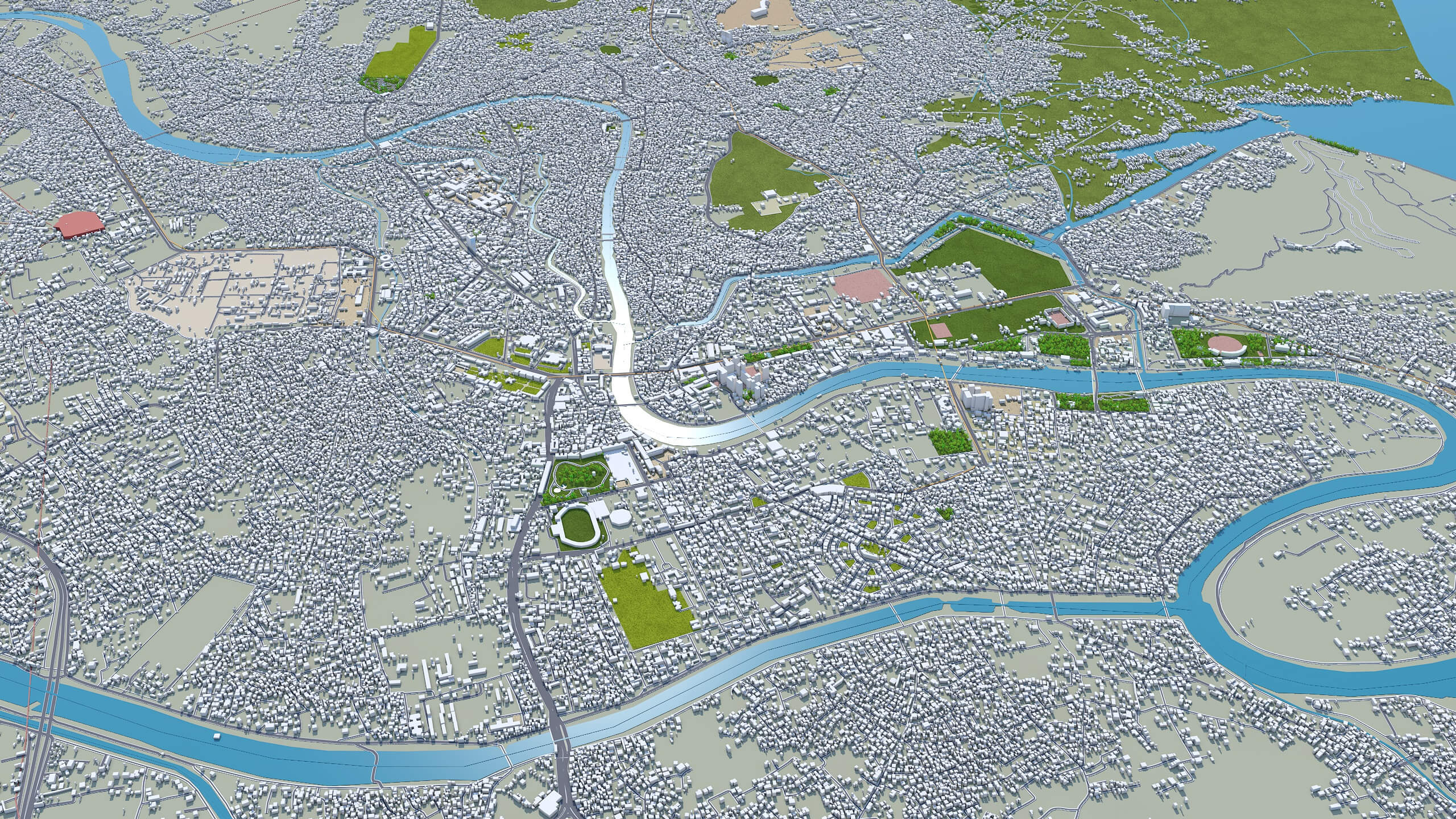 Srinagar City Jammu and Kashmir India 3D Model 30km by 3dstudio