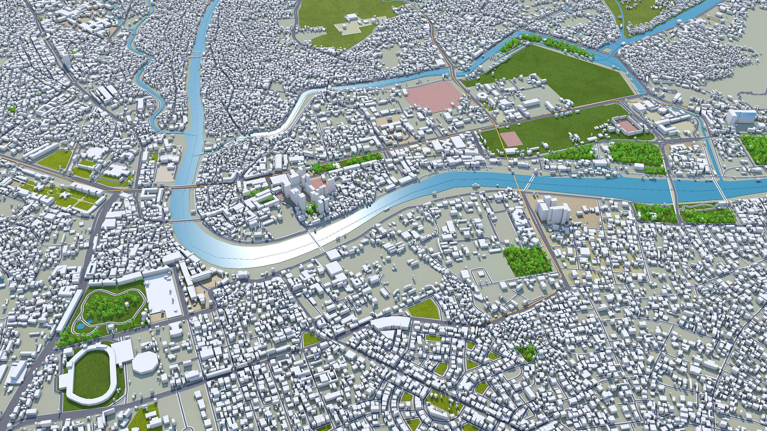 Srinagar City Jammu and Kashmir India 3D Model 30km by 3dstudio