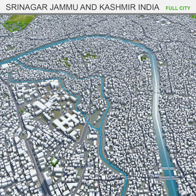 Srinagar City Jammu and Kashmir India 3D Model 30km by 3dstudio