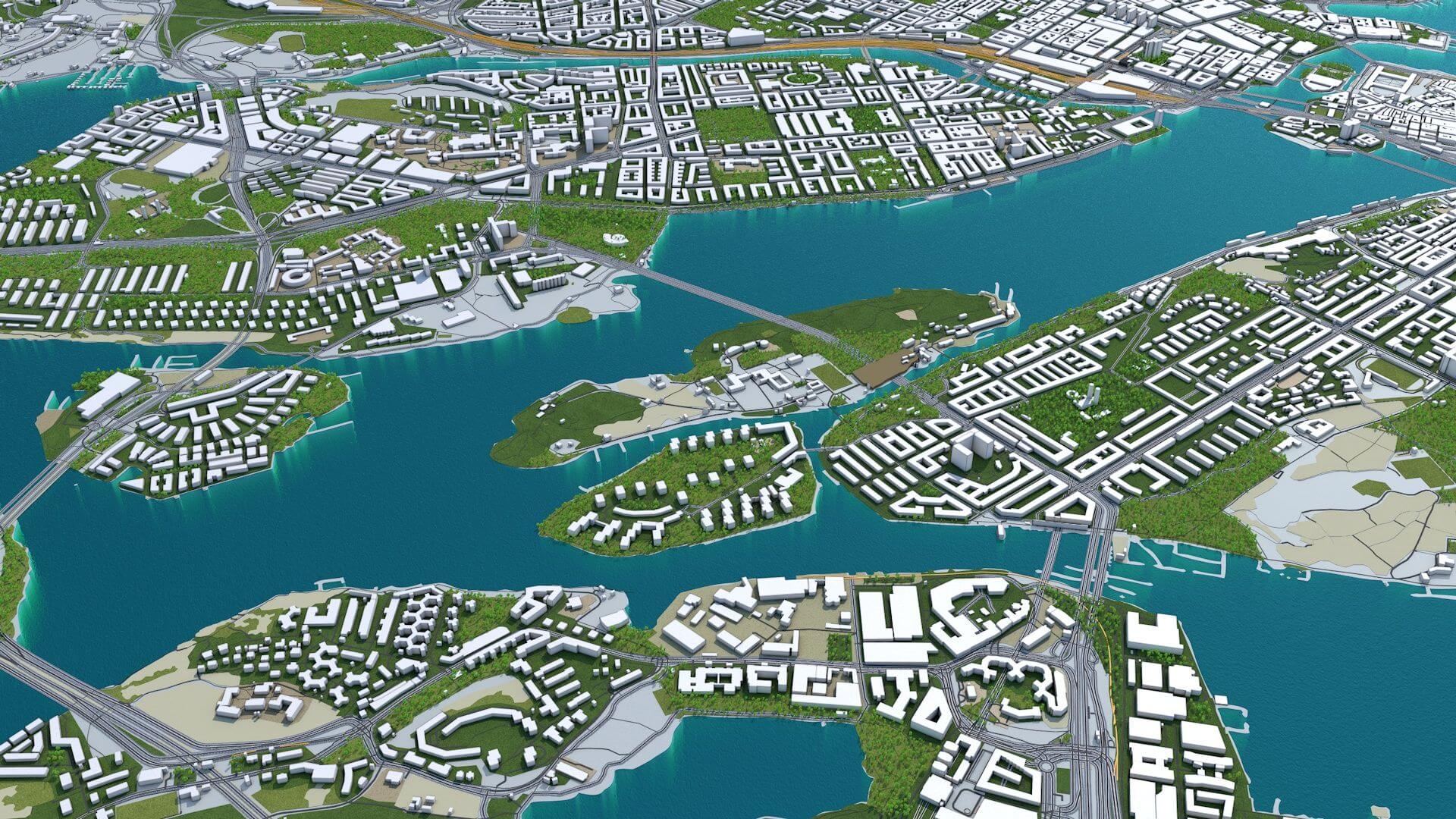 Stockholm Sweden 50km - 3D Model by 3dstudio