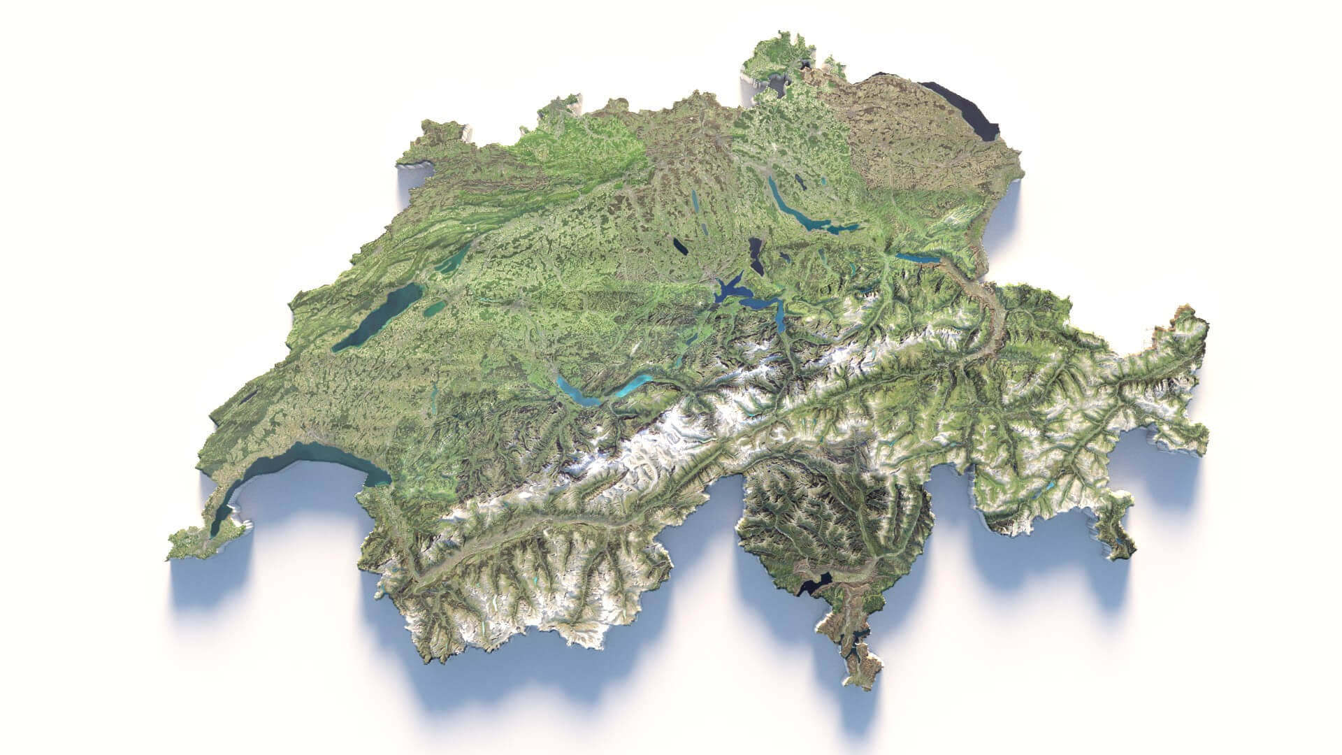 Switzerland Terrain Map - 3D Model by 3dstudio
