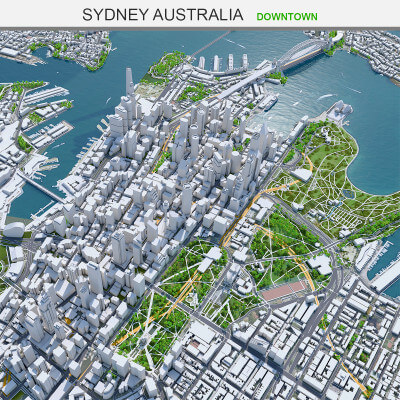 Sydney Downtown Australia 8km - 3D Model by 3dstudio