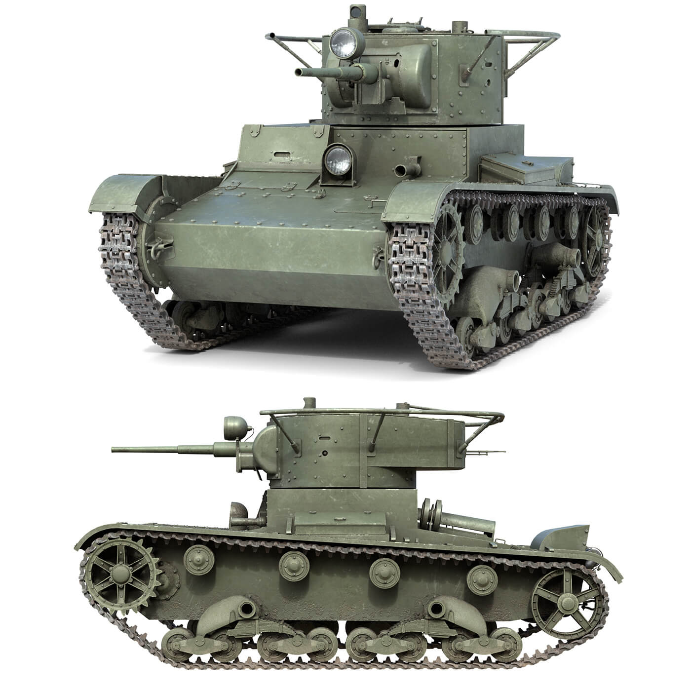 T 26 Soviet Tank - 3D Model by 3dstudio